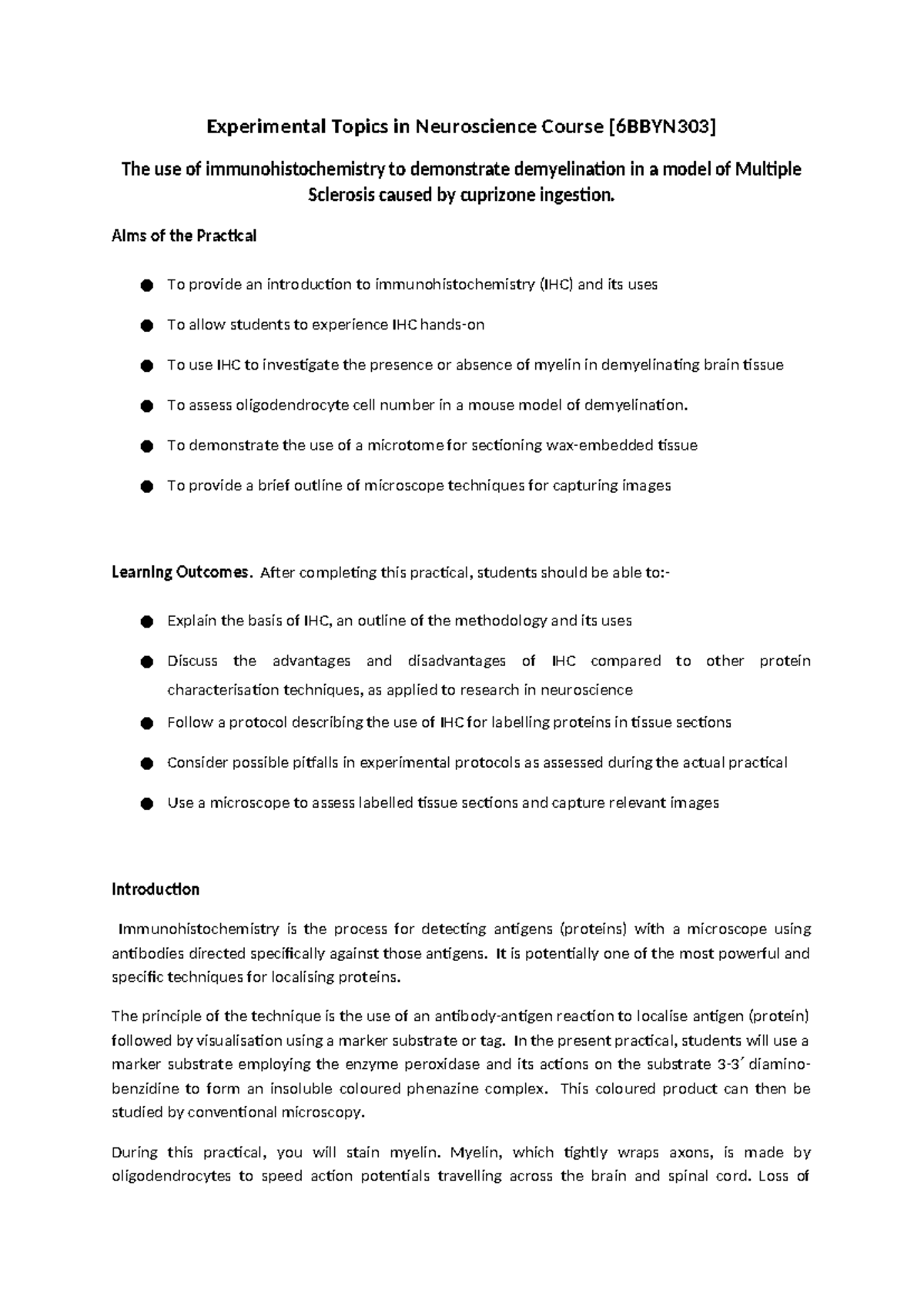 New Experimental Topics Course [6BBYN303] IHC practical 2023-2 ...