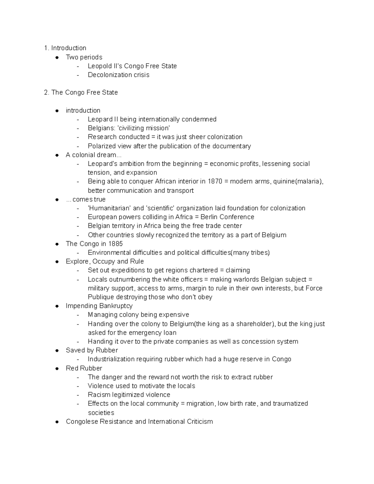 Congo reading part 1 - the f - Introduction Two periods - Leopold II’s ...