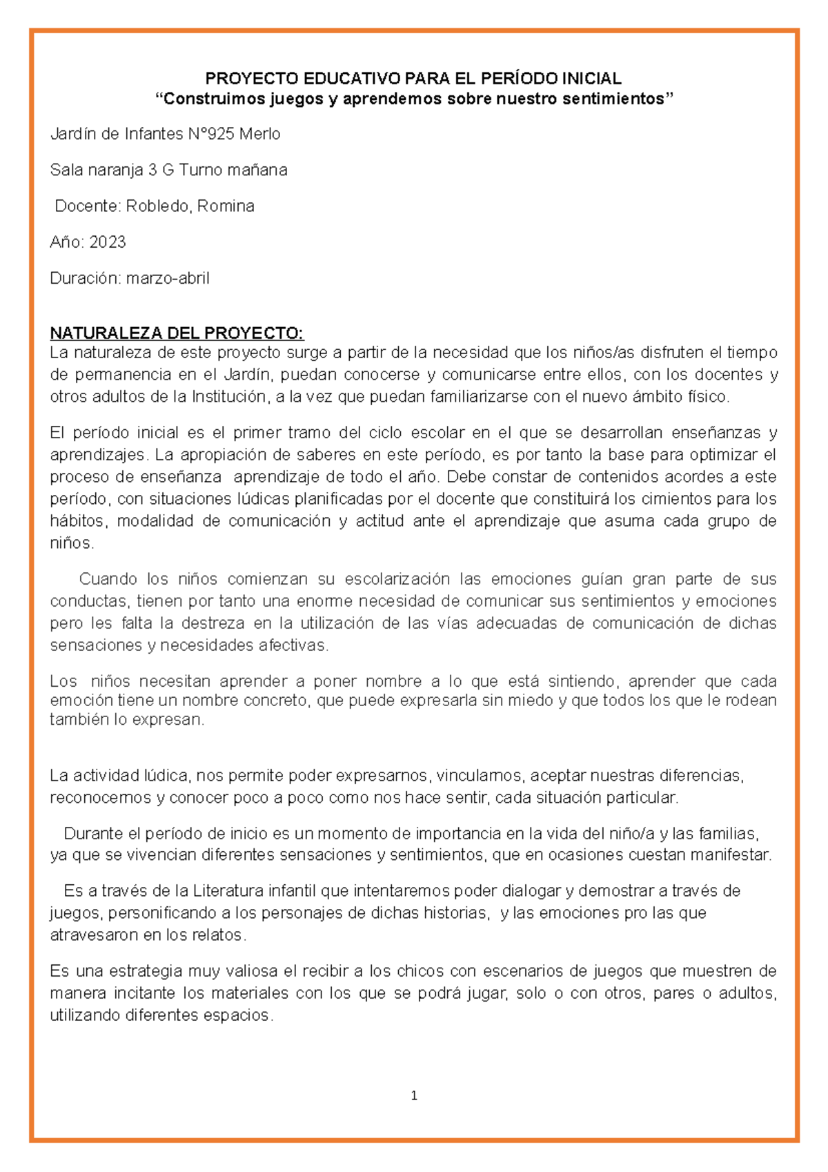 Proyecto- Educativo-PARA-EL- Período- Inicial 2023I - PROYECTO ...