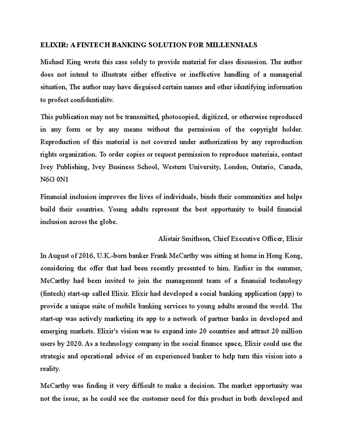 Elixir - ELIXIR: A FINTECH BANKING SOLUTION FOR MILLENNIALS Michael ...