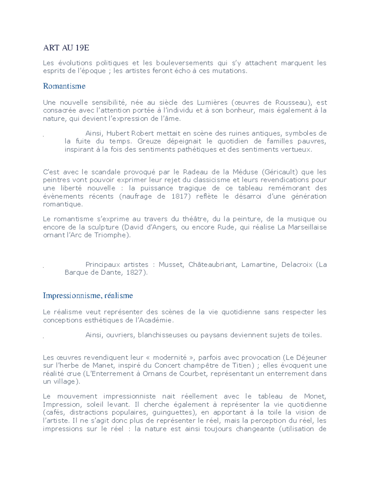 L'art au 19ème siècle - Warning: TT: more functions defined than expected ART AU 19E Les ...