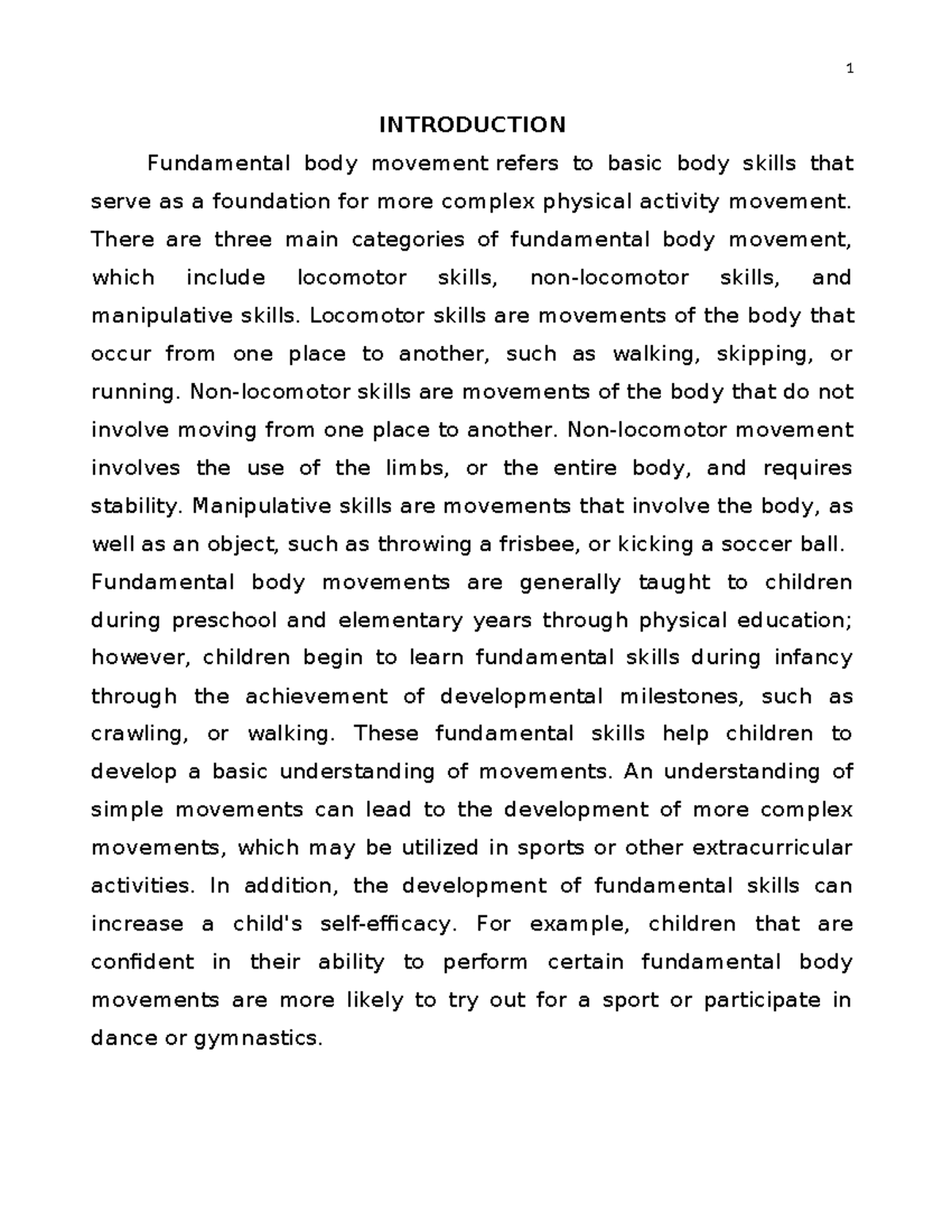 Activities Which FORM THE Basis FOR Skills Under Locomotive, NON ...