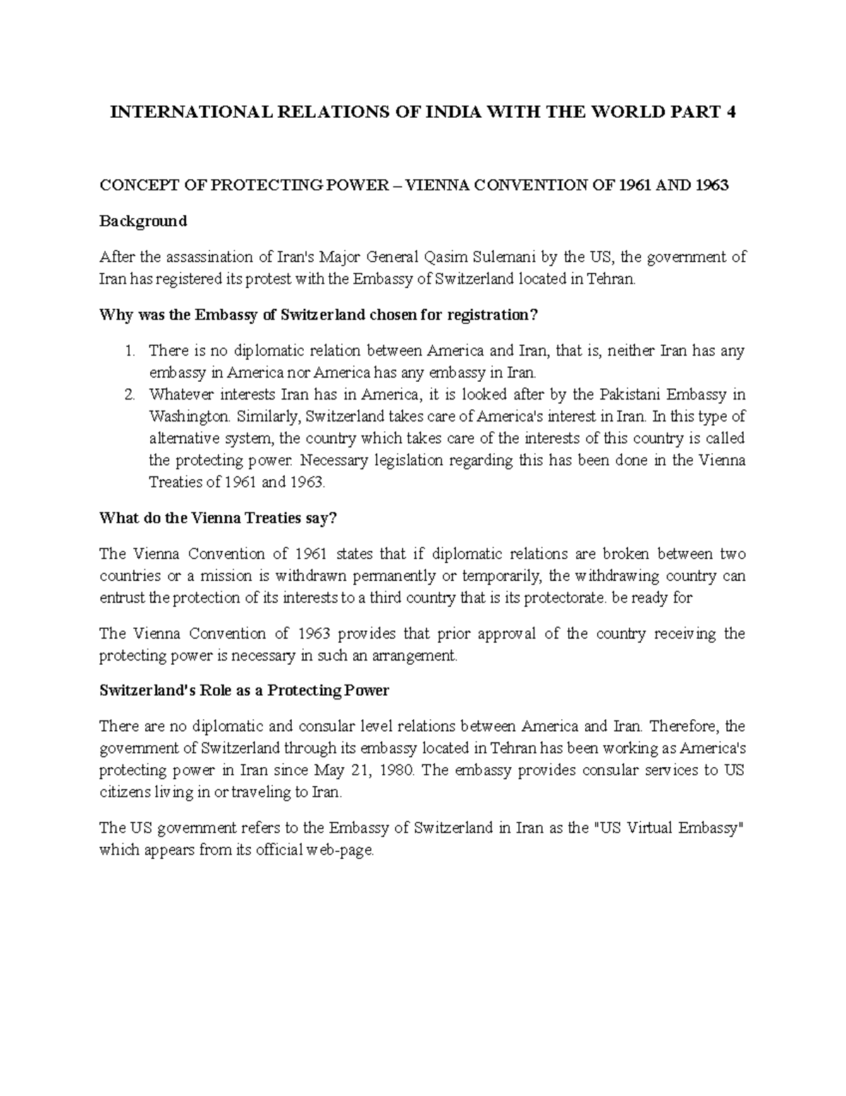 International Relations OF India WITH THE World PART 4 - INTERNATIONAL ...