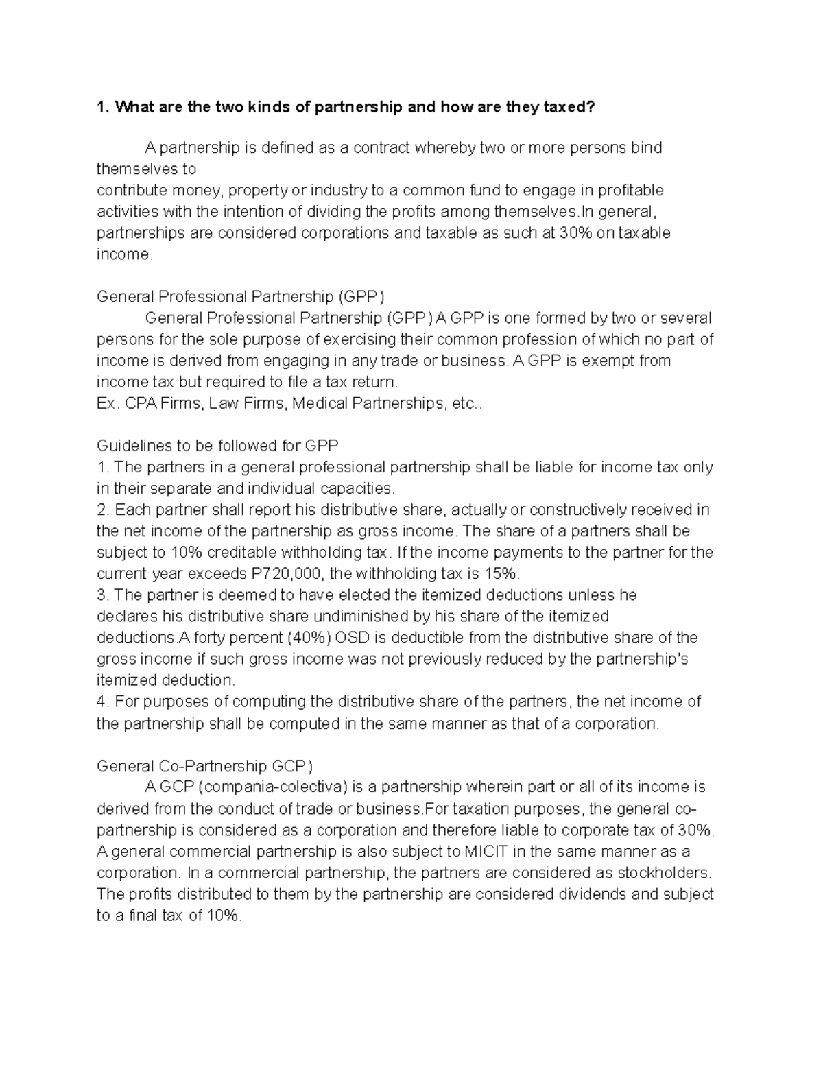 Pre-Meet Activity for Partnership and Gross Income - What are the two ...