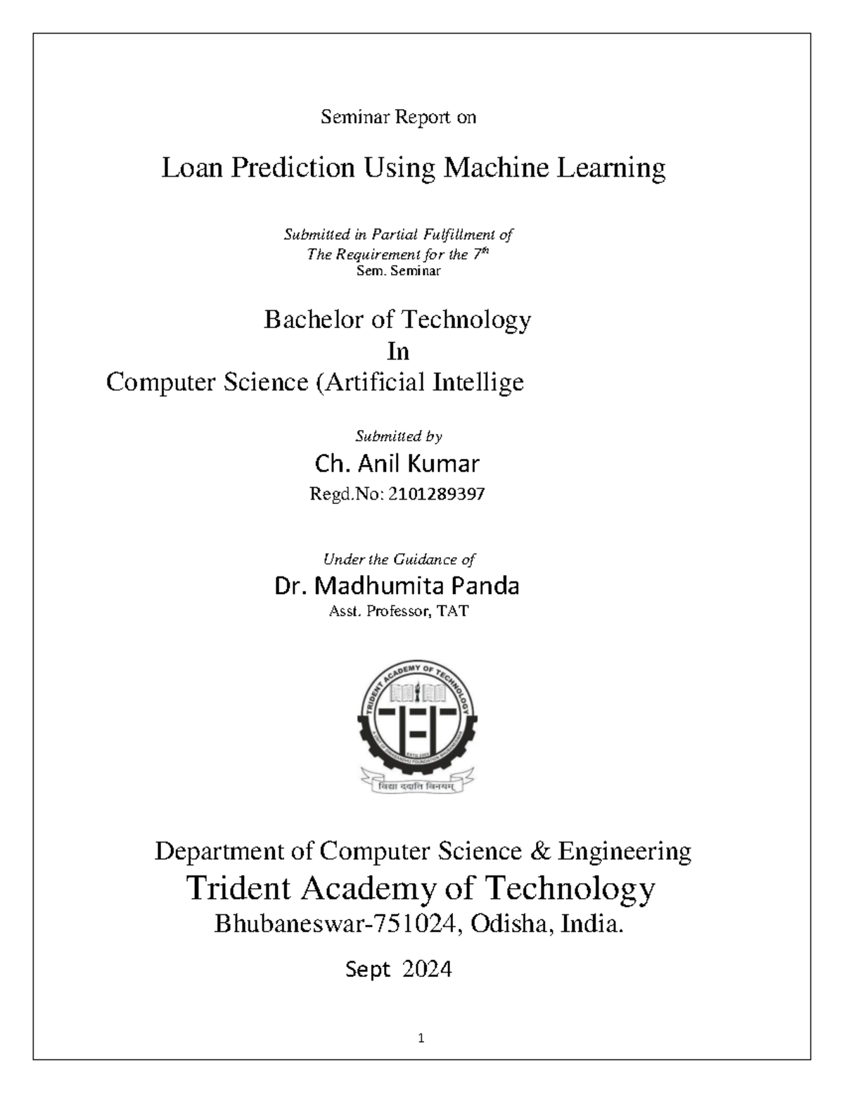 Report on Loan-Prediction using machine learning - Seminar Report on ...