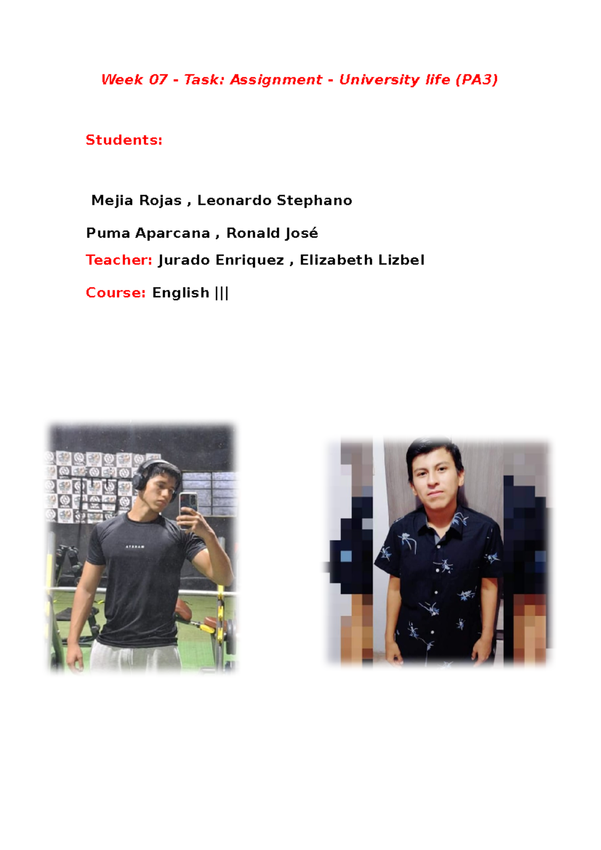 Week 07 - ayudadita es - ingles, tarea - Week 07 - Task: Assignment - University life (PA3 ...