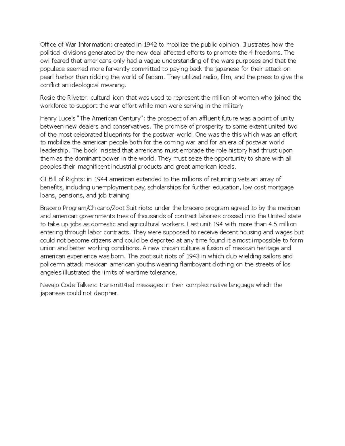 876-890 - Notes on give me liberty textbook pages - Office of War ...