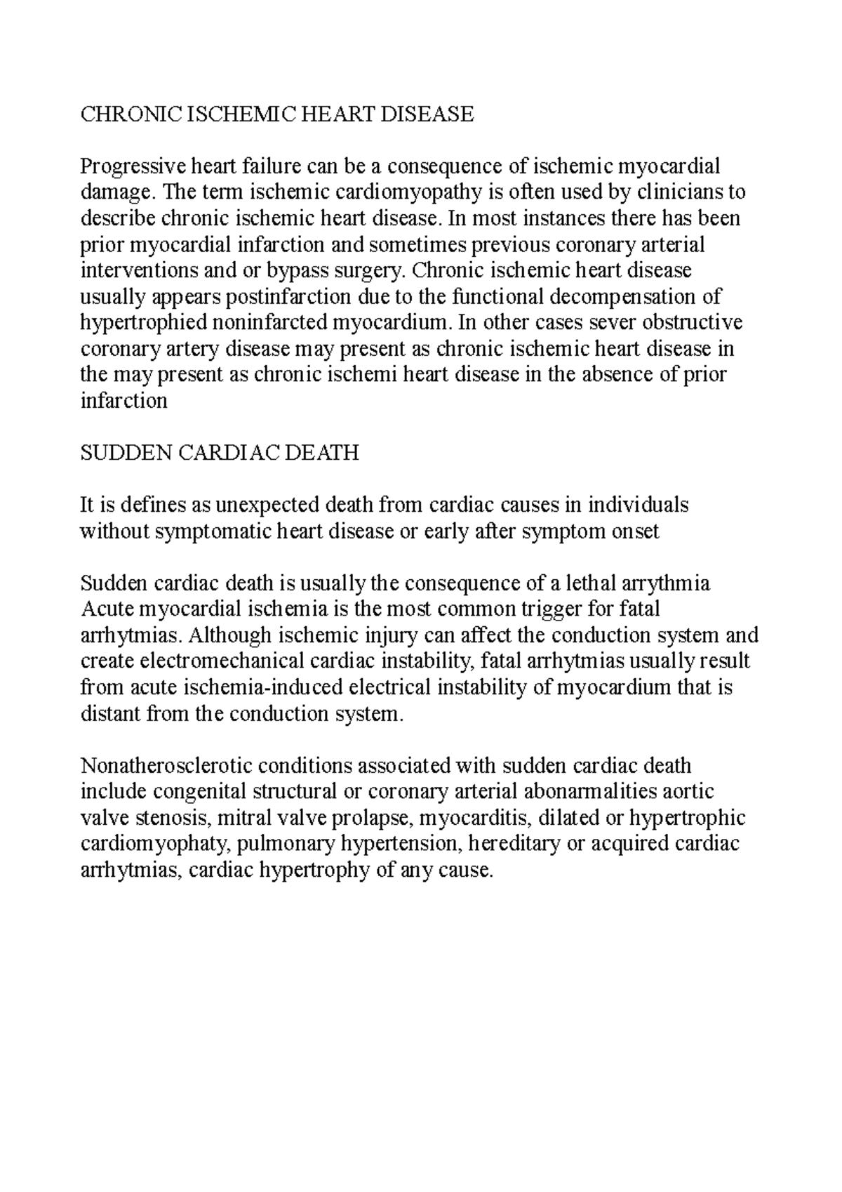 Chronic Ischemic Heart Disease - CHRONIC ISCHEMIC HEART DISEASE ...
