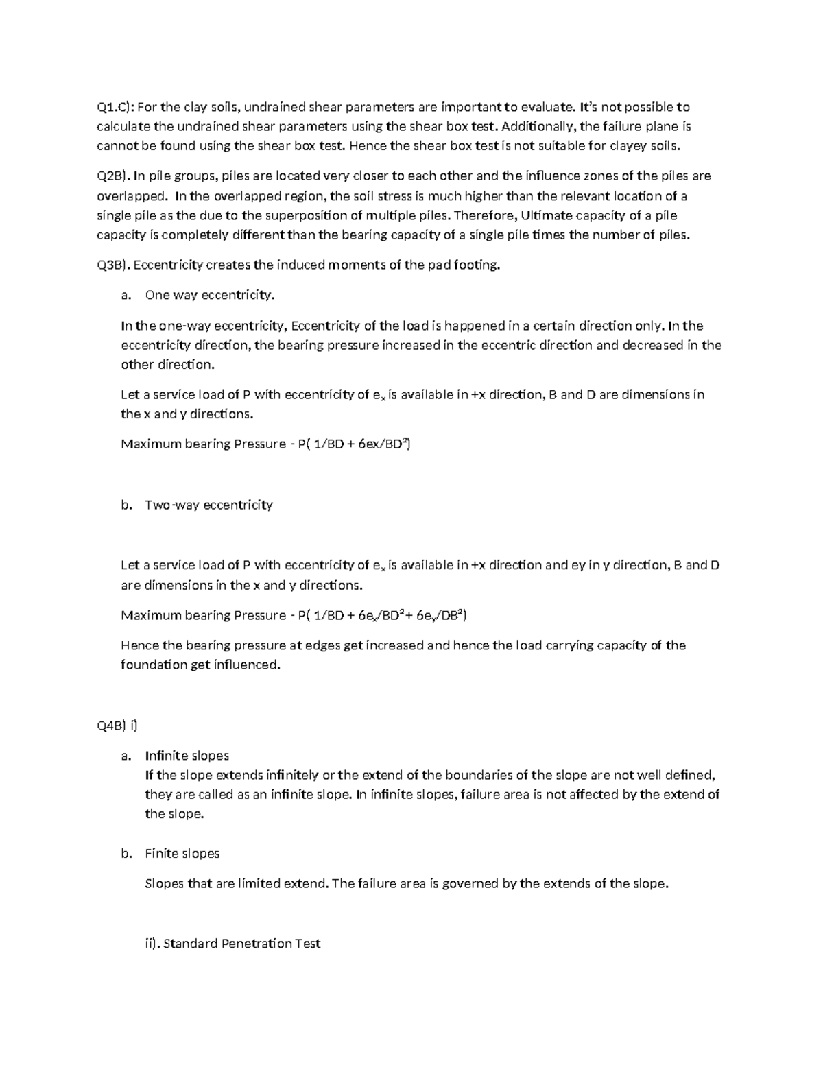 Answers - regf - Q1): For the clay soils, undrained shear parameters ...