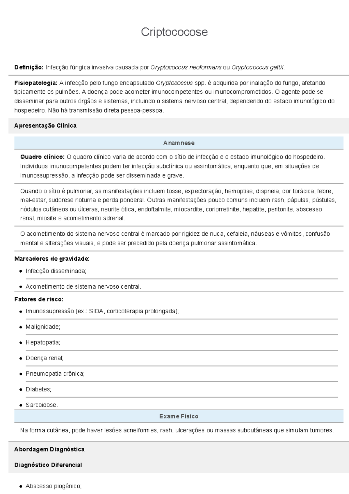 Criptococose - Criptococose Definição: Infecção fúngica invasiva ...