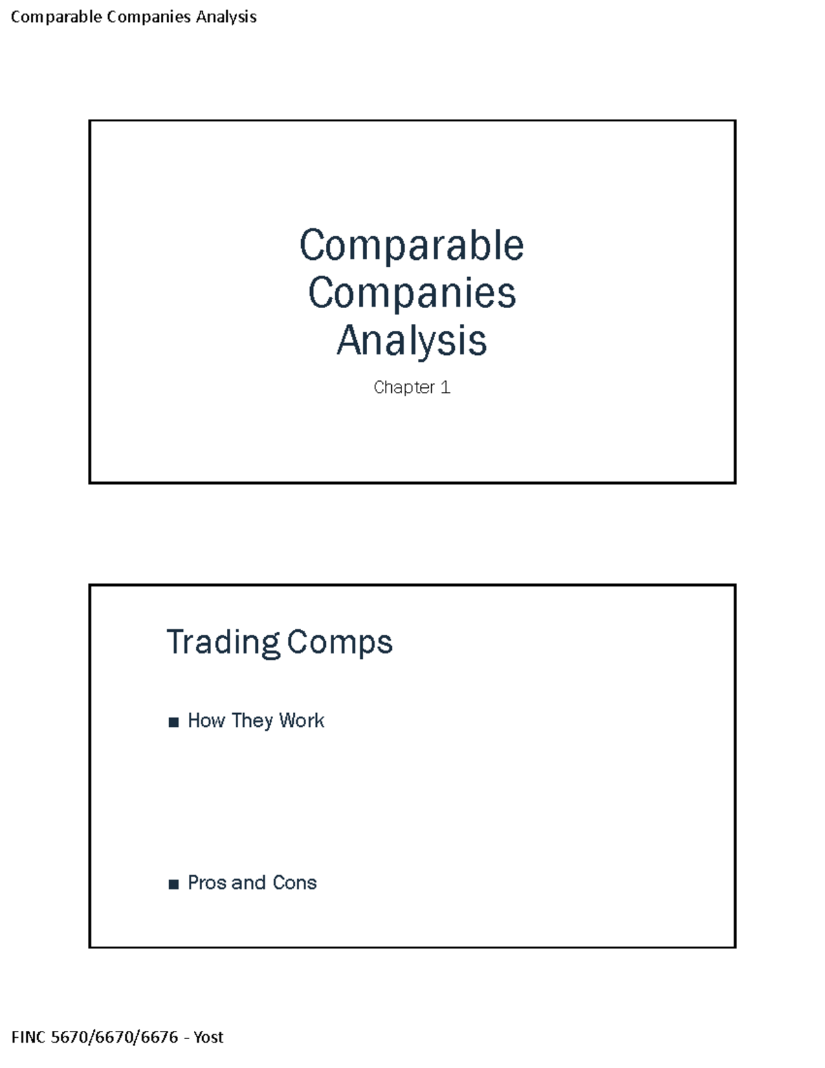 Comparable Companies Analysis - Comparable Companies Analysis Chapter 1 ...