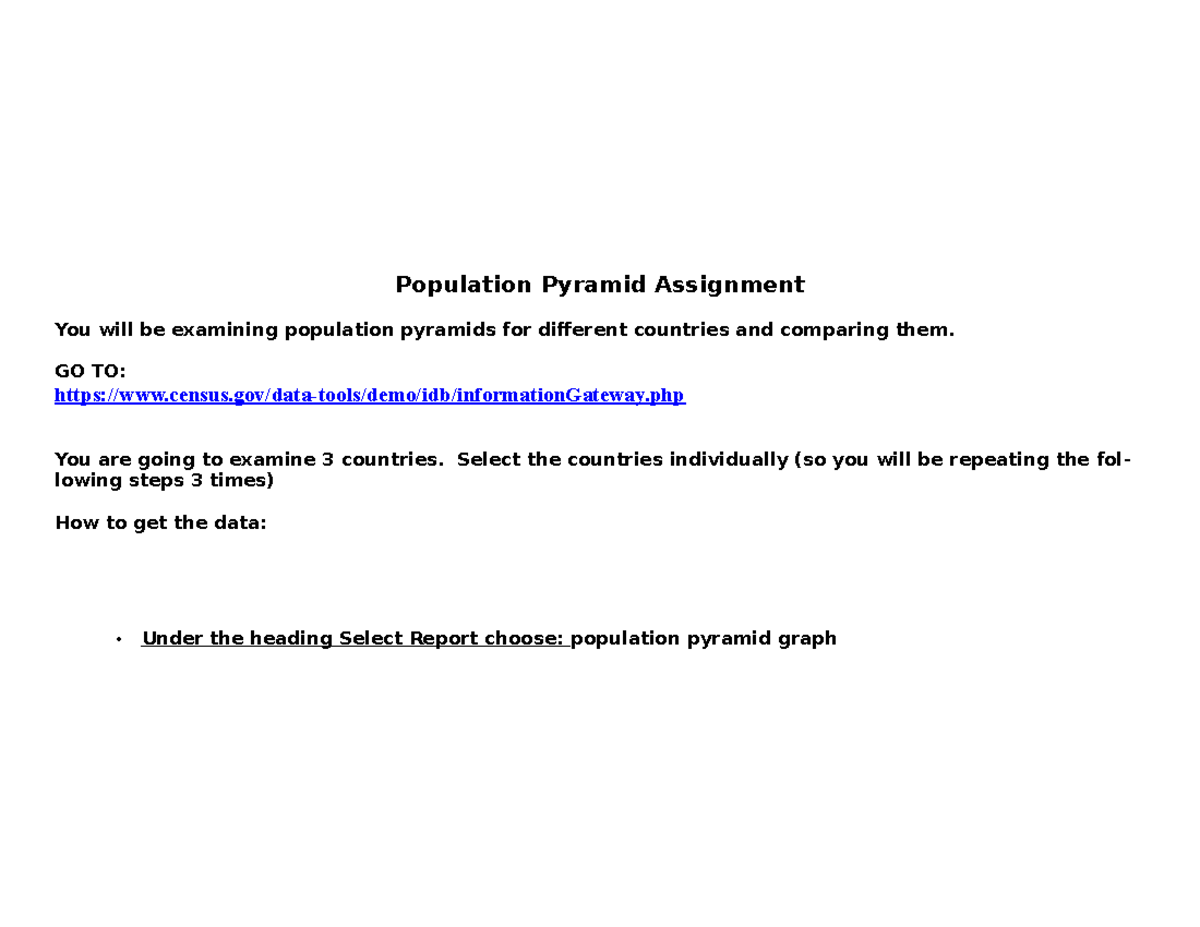 Population Pyramid Assignment 2018 (A) - Population Pyramid Assignment ...