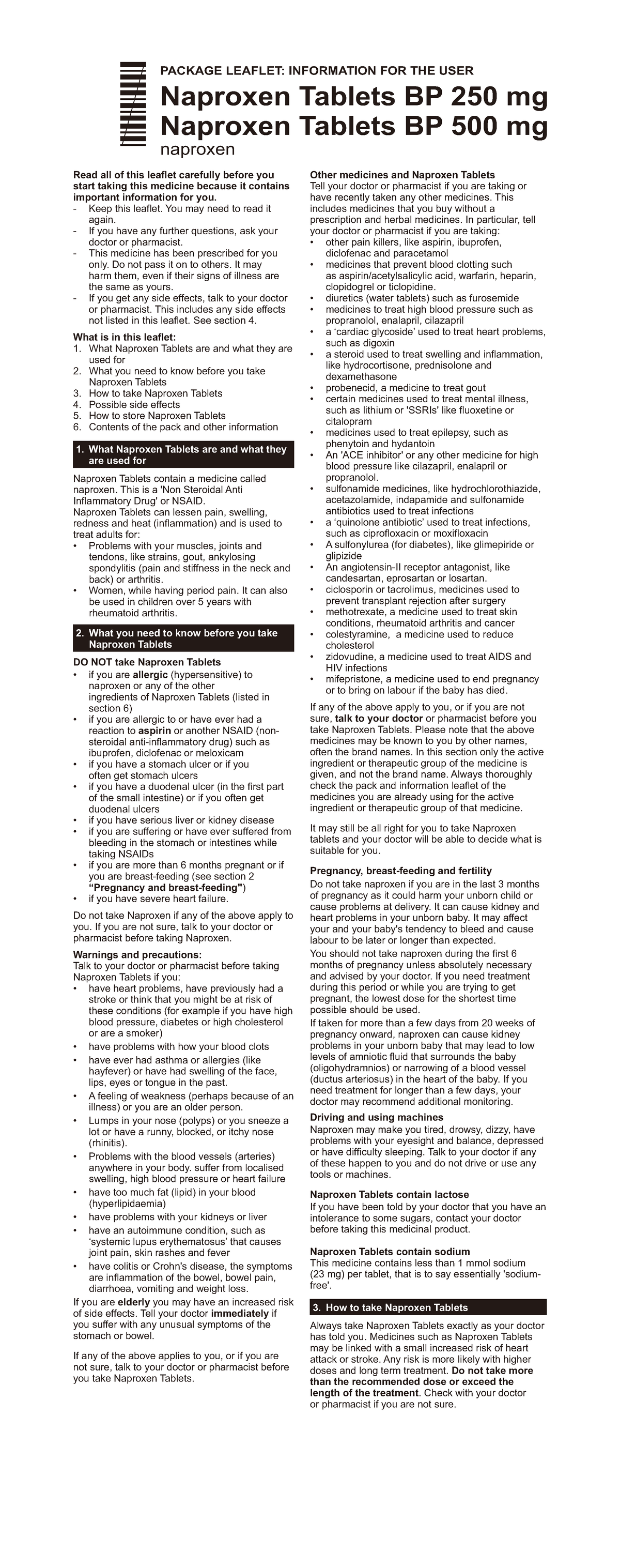 Patient Information Leaflet - Naproxen - Read all of this leaflet ...