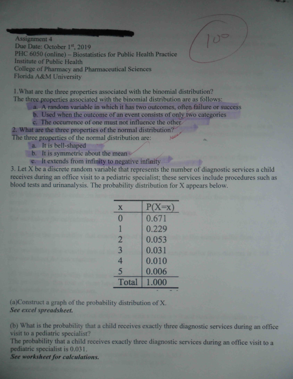 Homework Assignment 4 - PHC 6050 - Studocu