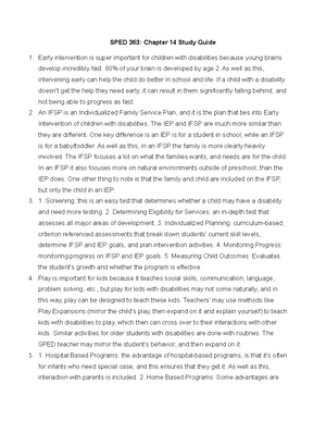 SPED 363 Study Guide 12 - SPED 363: Chapter 12 Study Guide These are ...