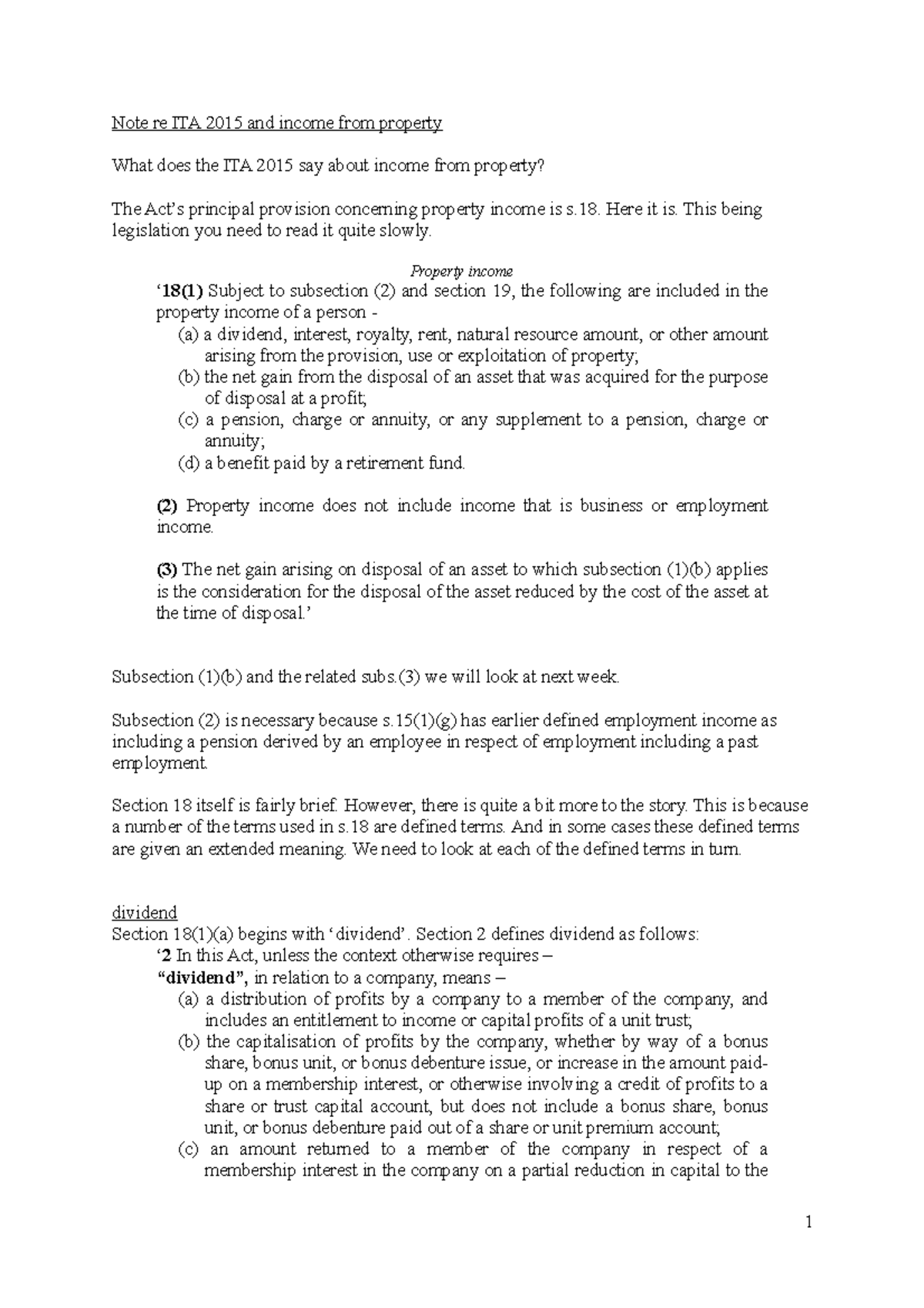 06 note re ITA and propty income - Note re ITA 2015 and income from ...