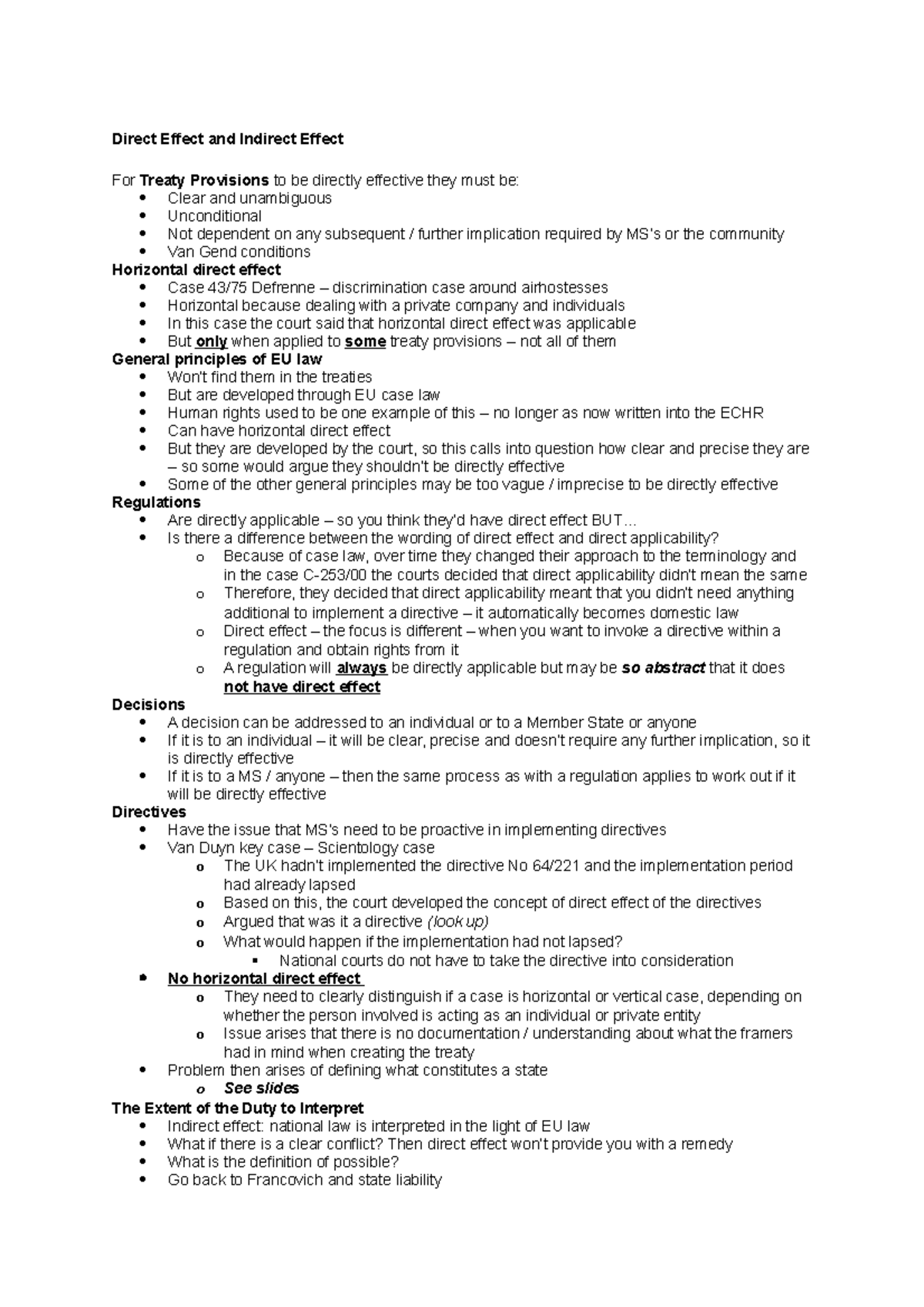 Direct Effect Lecture - Direct Effect and Indirect Effect For Treaty ...