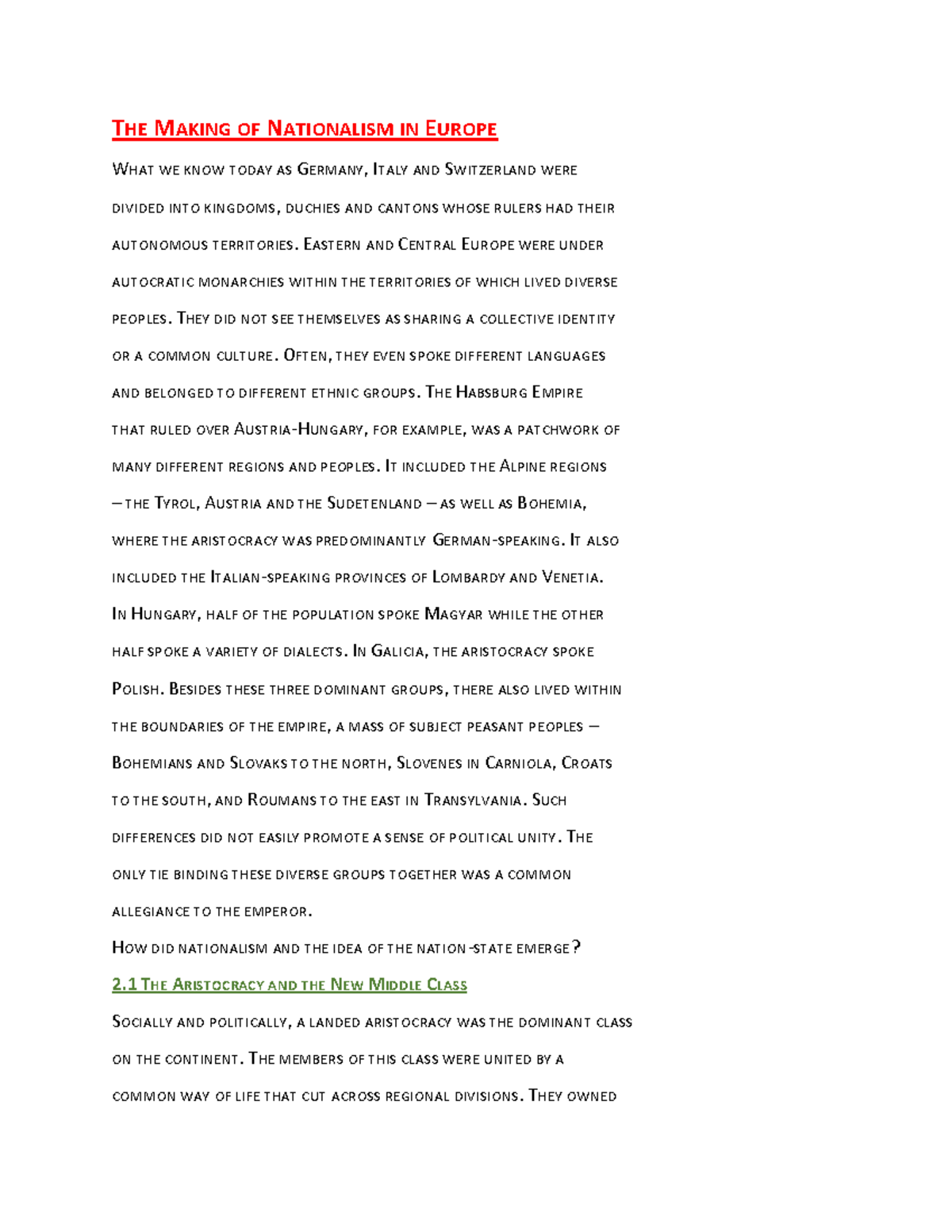 Nationalism in Europe - History - THE MAKING OF NATIONALISM IN EUROPE ...