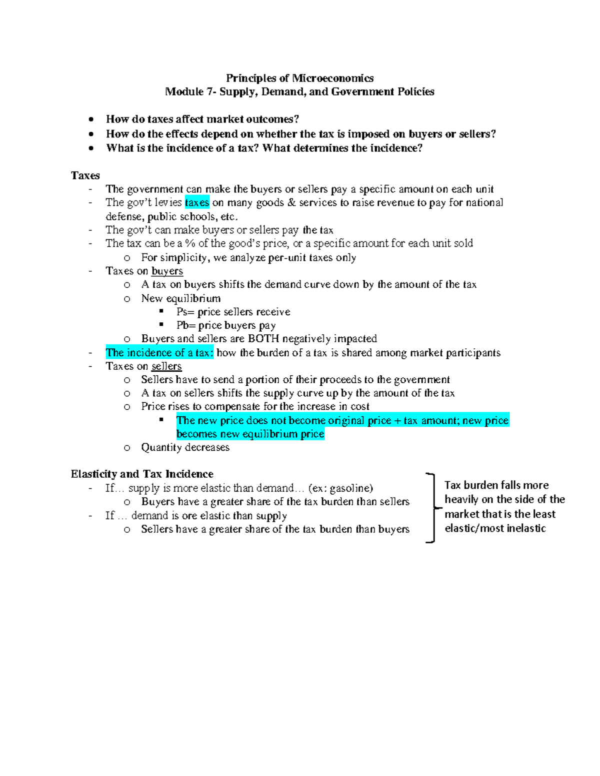ECON 2020 Module 7 Supply, Demand, and Government Policies - Principles ...