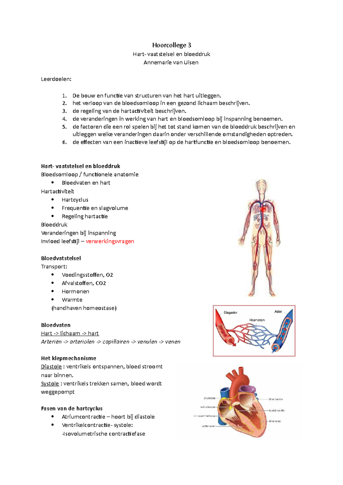 Hoorcollege 3 van het eerste jaar fysiotherapie - Hoorcollege 3 Hart ...