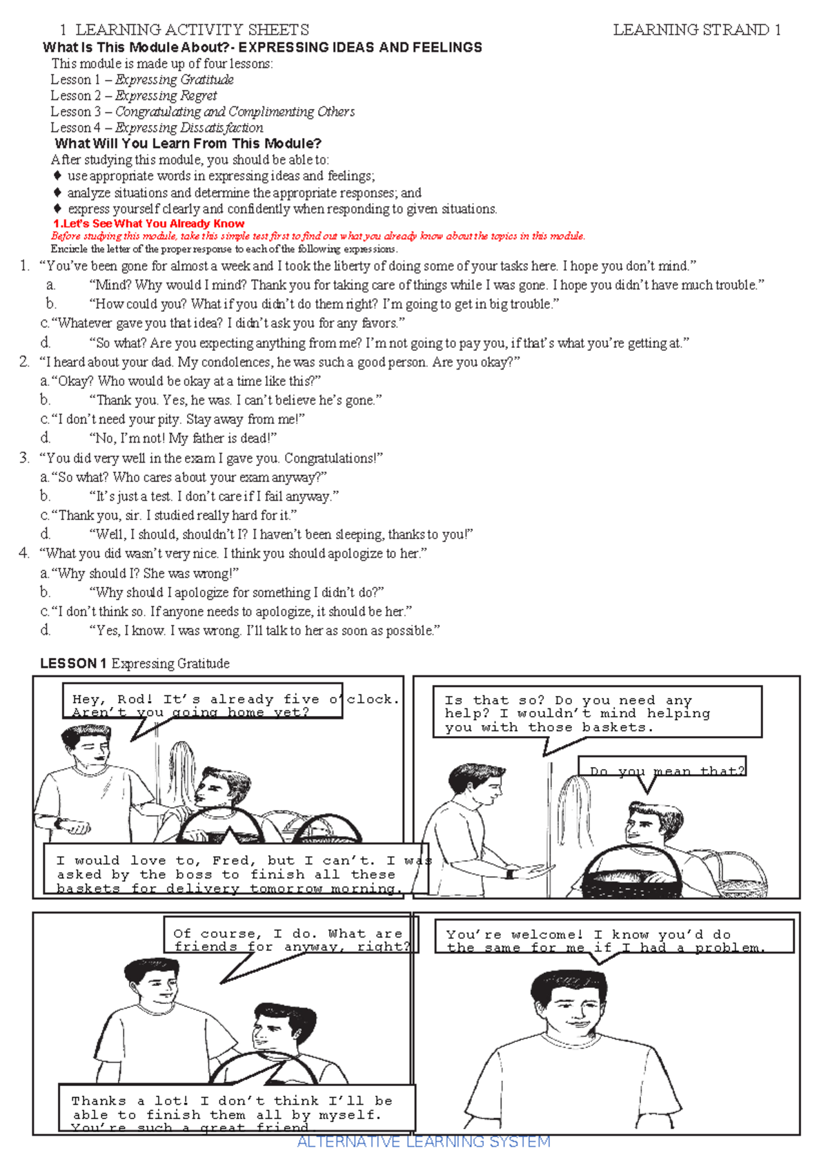 Expressing Ideas and Feelings 1 - What Is This Module About ...