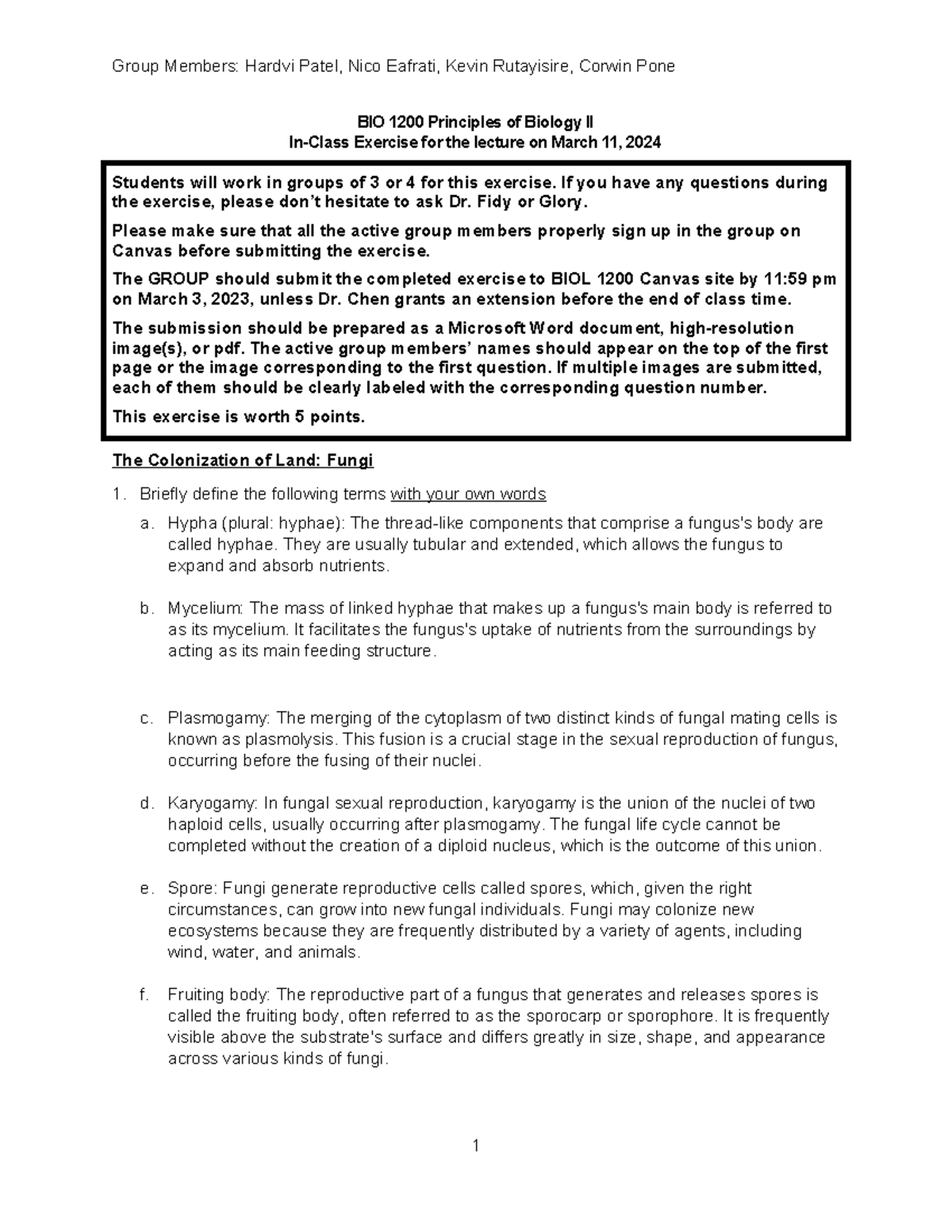 0311 fungi - Group Members: Hardvi Patel, Nico Eafrati, Kevin ...