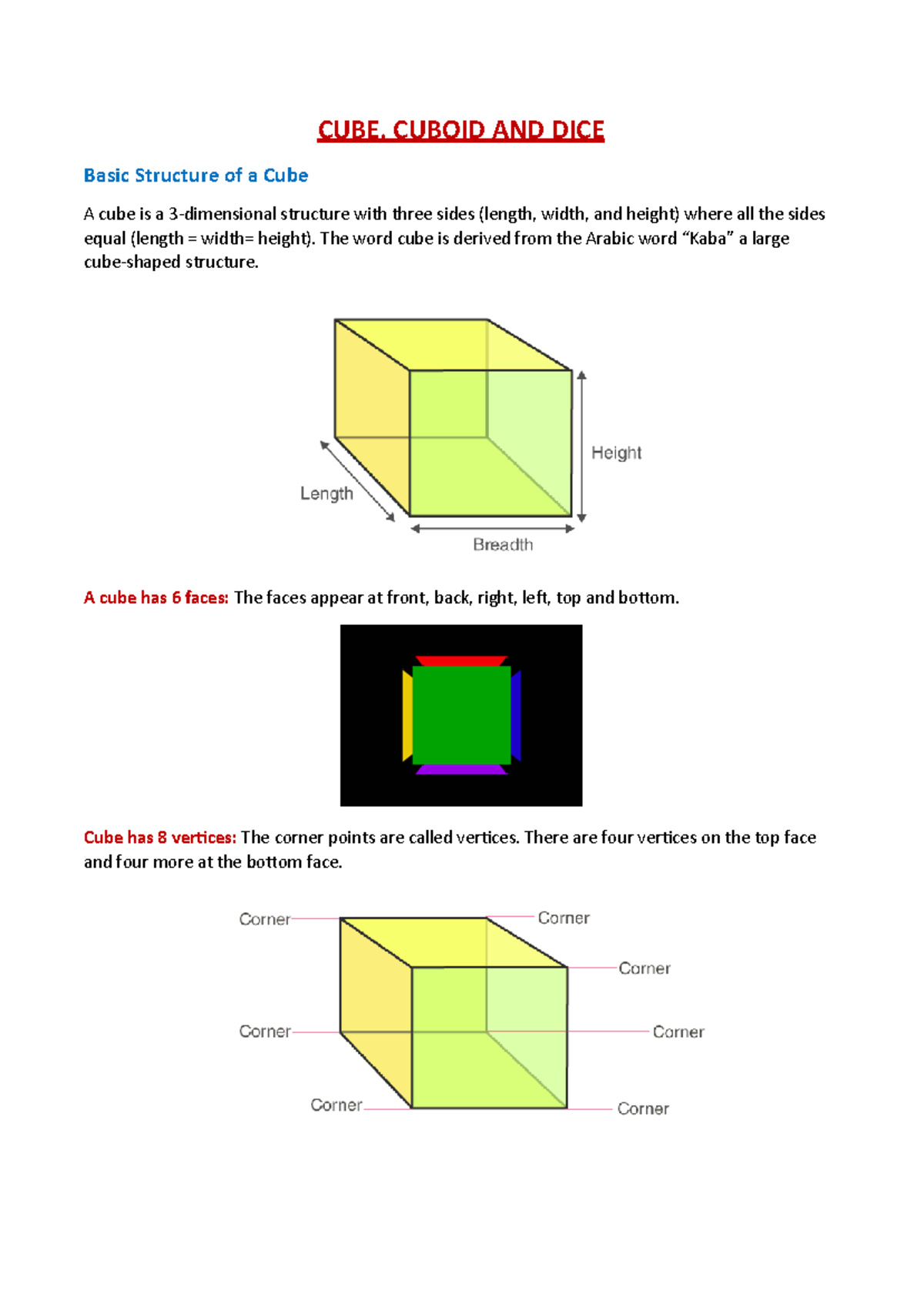 Cube&Dice 240607 230112 - CUBE, CUBOID AND DICE Basic Structure of a ...