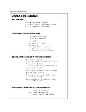 Emags- Cheat- Sheet - ELECTROMAGNETICS CHEAT SHEET BASICS OF VECTOR ...