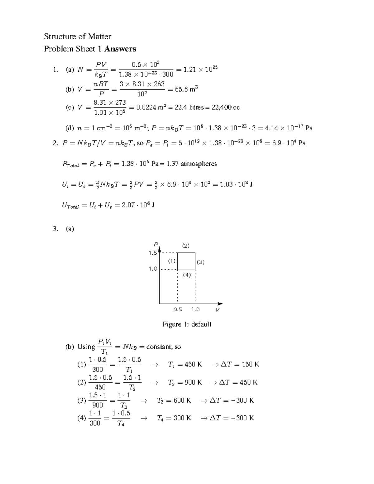 2010-2011 Structure of Matter Problem Sheet 1 - Solutions - Structure ...