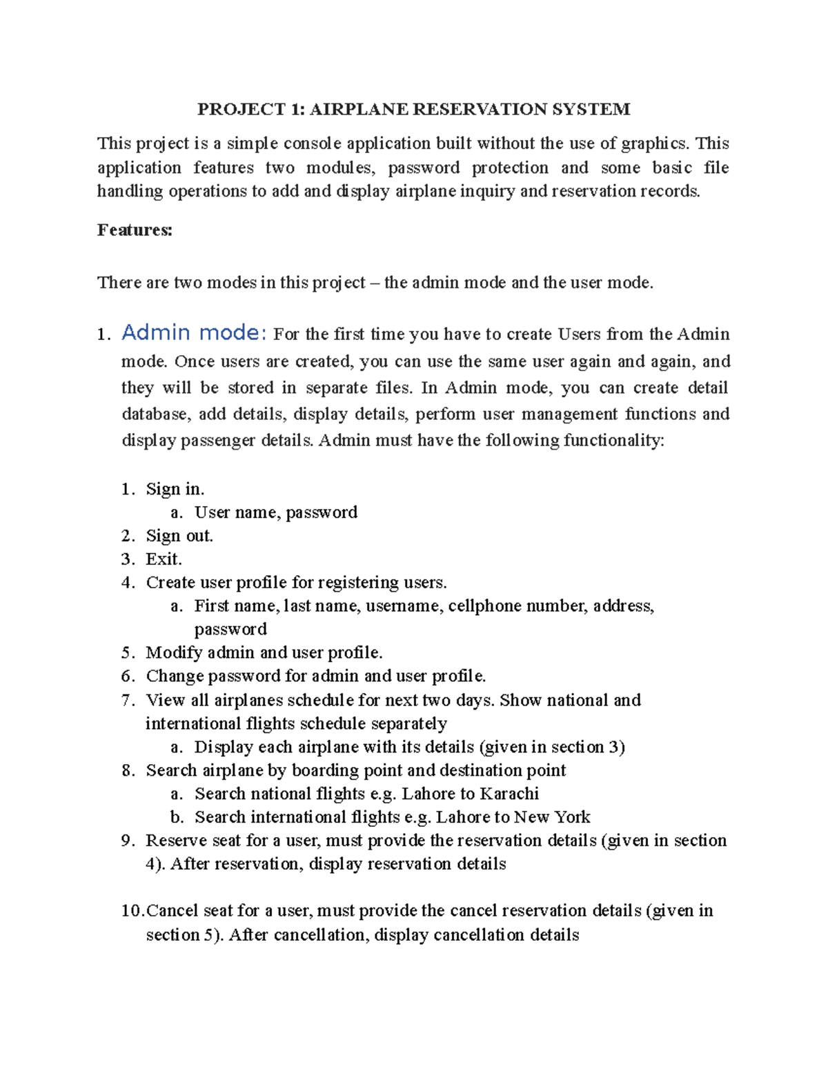 1 Airplane reservation system in oop cpp project proposal - PROJECT 1 ...
