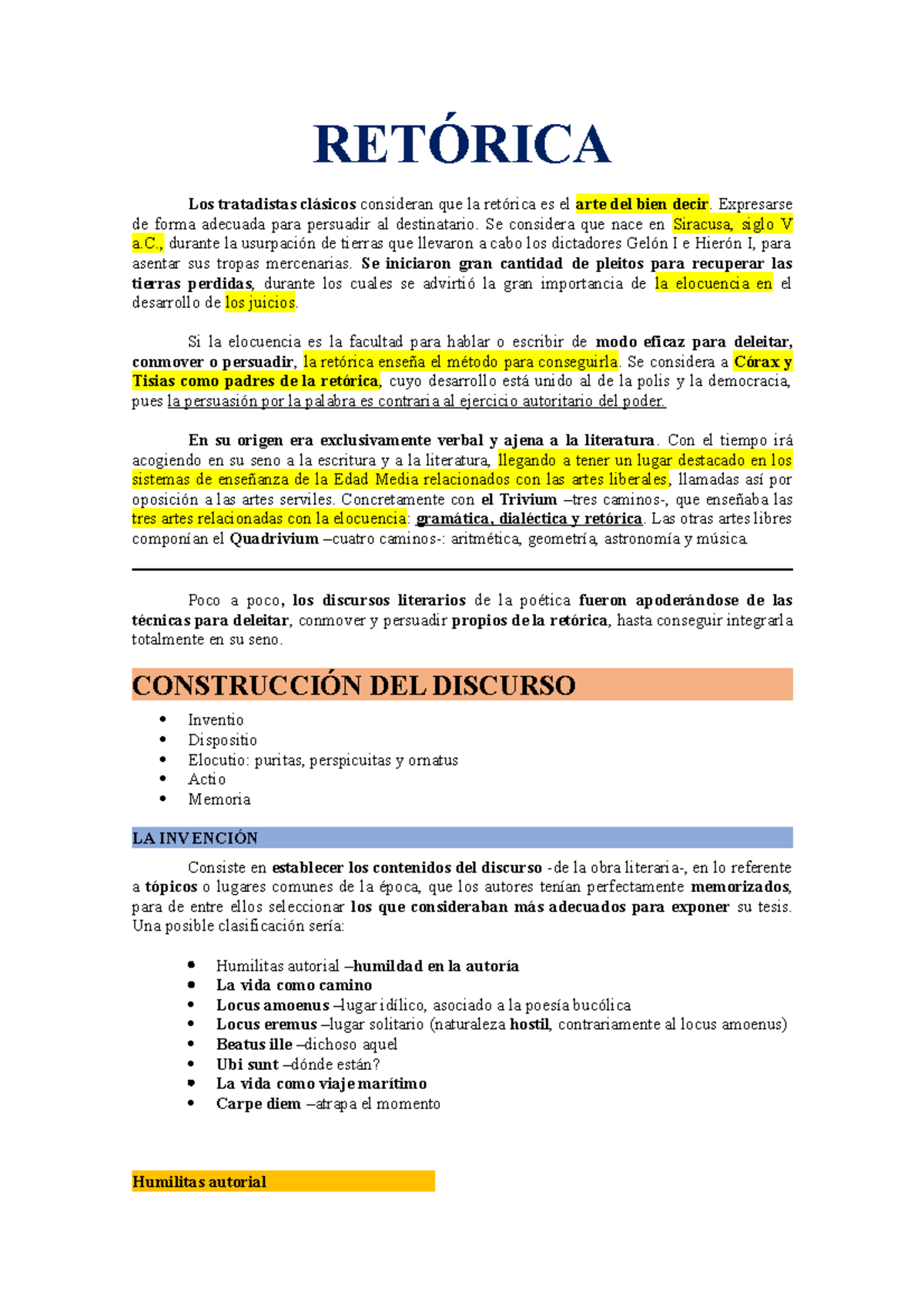 5. RETÓRICA - sólo retorica, con ejemplos - RETÓRICA Los tratadistas ...