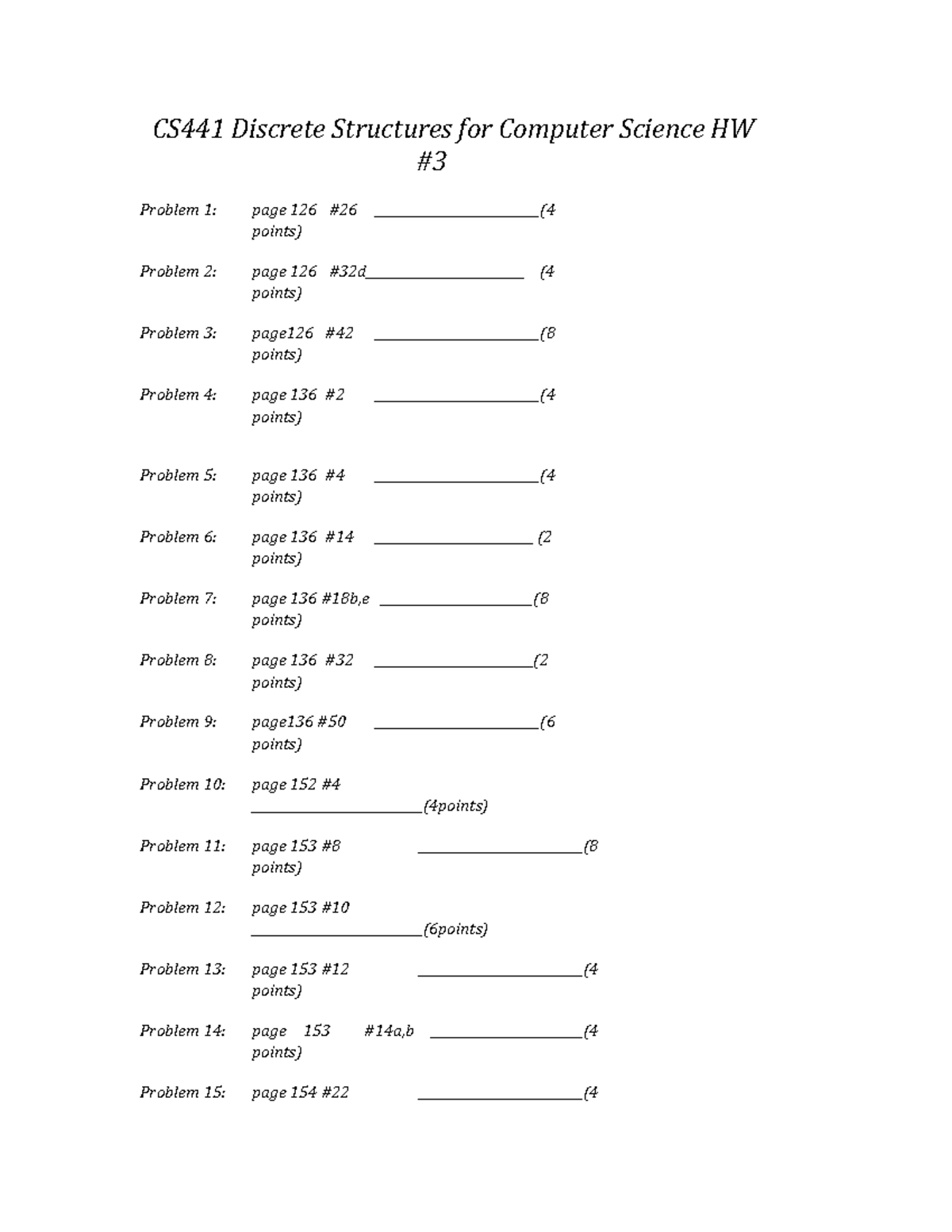 CS441 Homework 3 - CS441 Discrete Structures for Computer Science HW ...