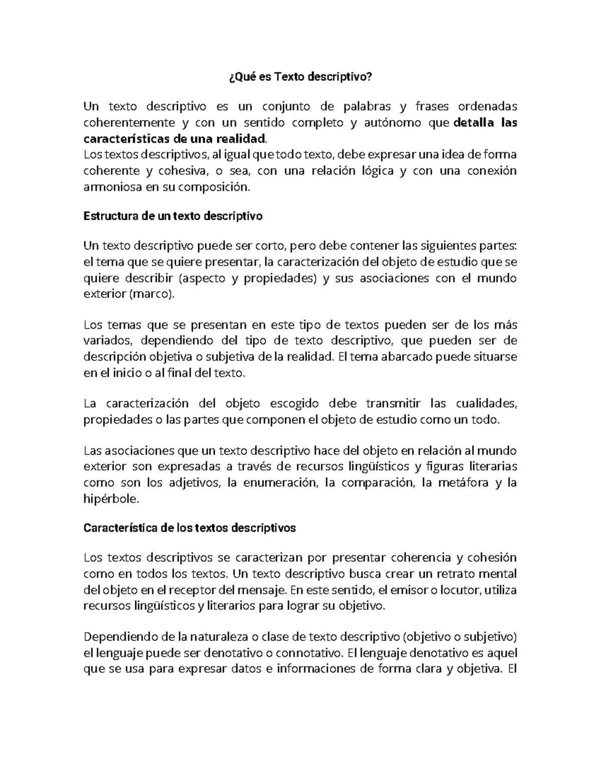 Qué es Texto descriptivo - øQuÈ es Texto descriptivo? Un texto descriptivo es un conjunto de ...