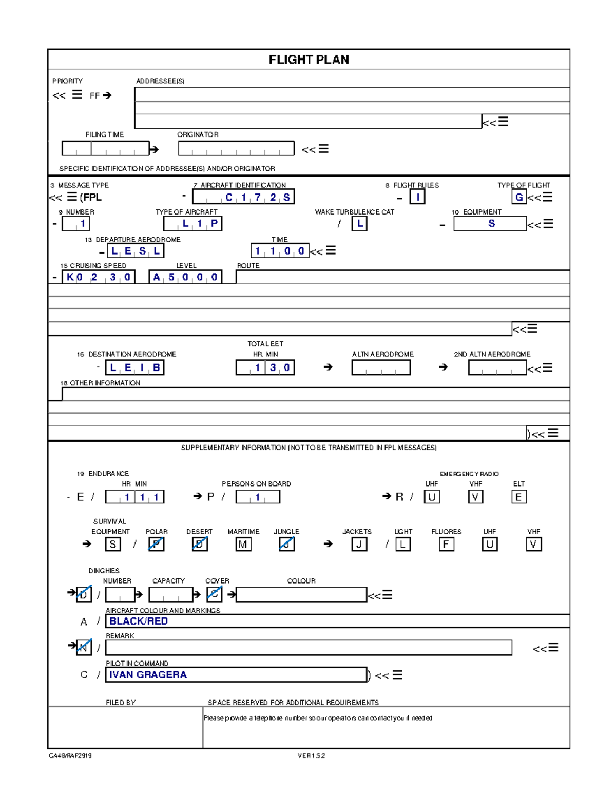 Icao flight Plan - FLIGHT PLAN PRIORITY ADDRESSEE(S)