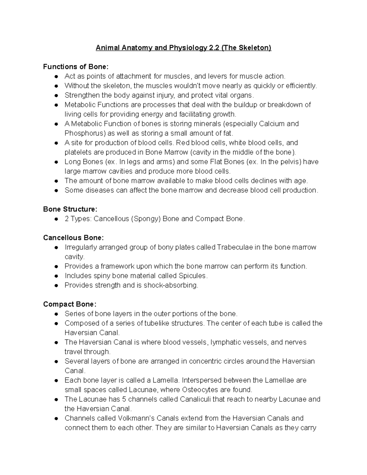 Animal Anatomy and Physiology 2.2 (The Skeleton) - Animal Anatomy and ...
