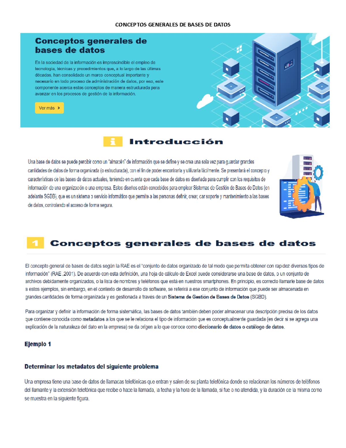 Conceptos Generales DE Bases DE Datos - español - CONCEPTOS GENERALES ...