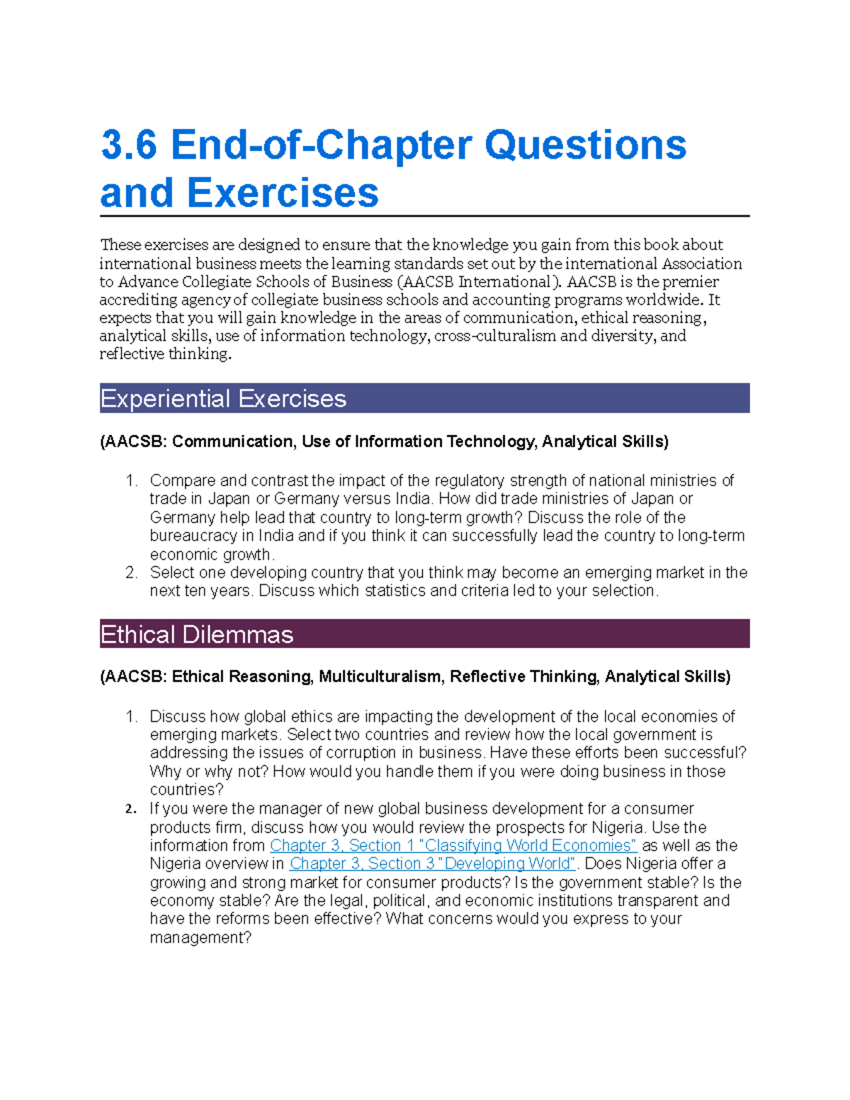 CH3 Conclusion - IB - 3 End-of-Chapter Questions and Exercises These ...
