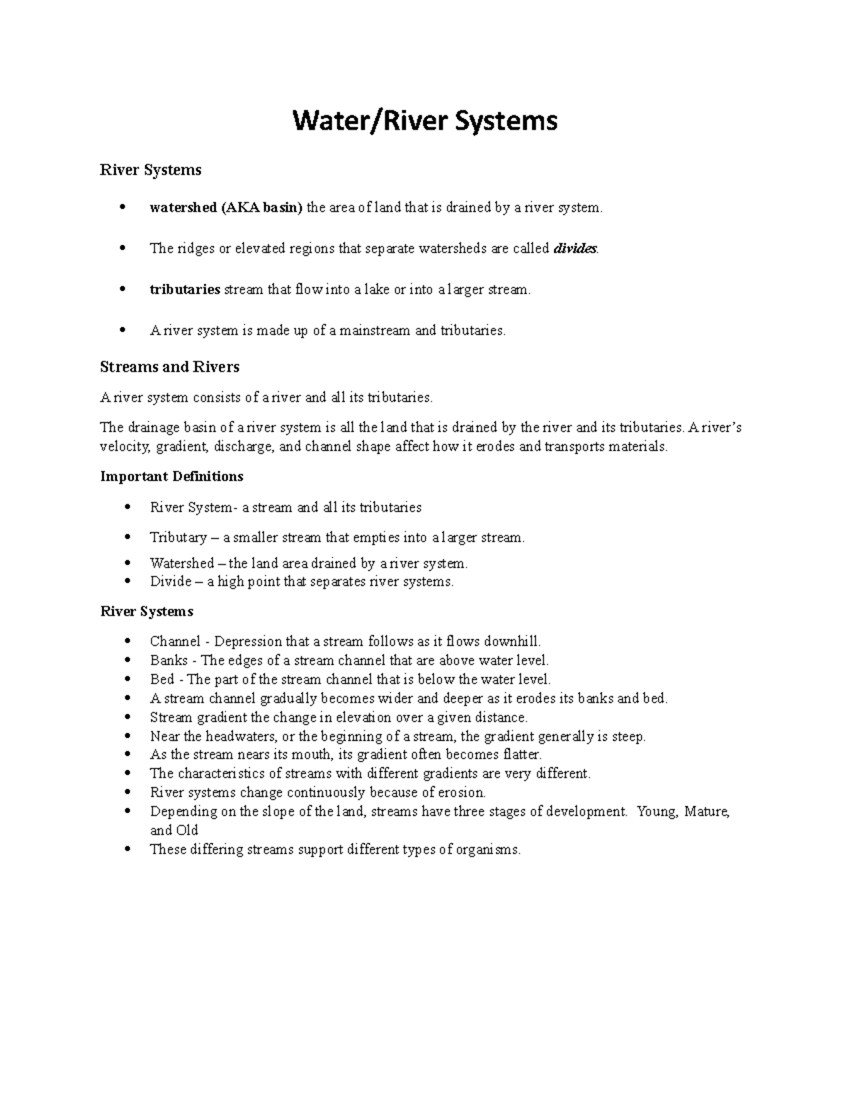 River Systems - Water/River Systems River Systems watershed (AKA basin ...