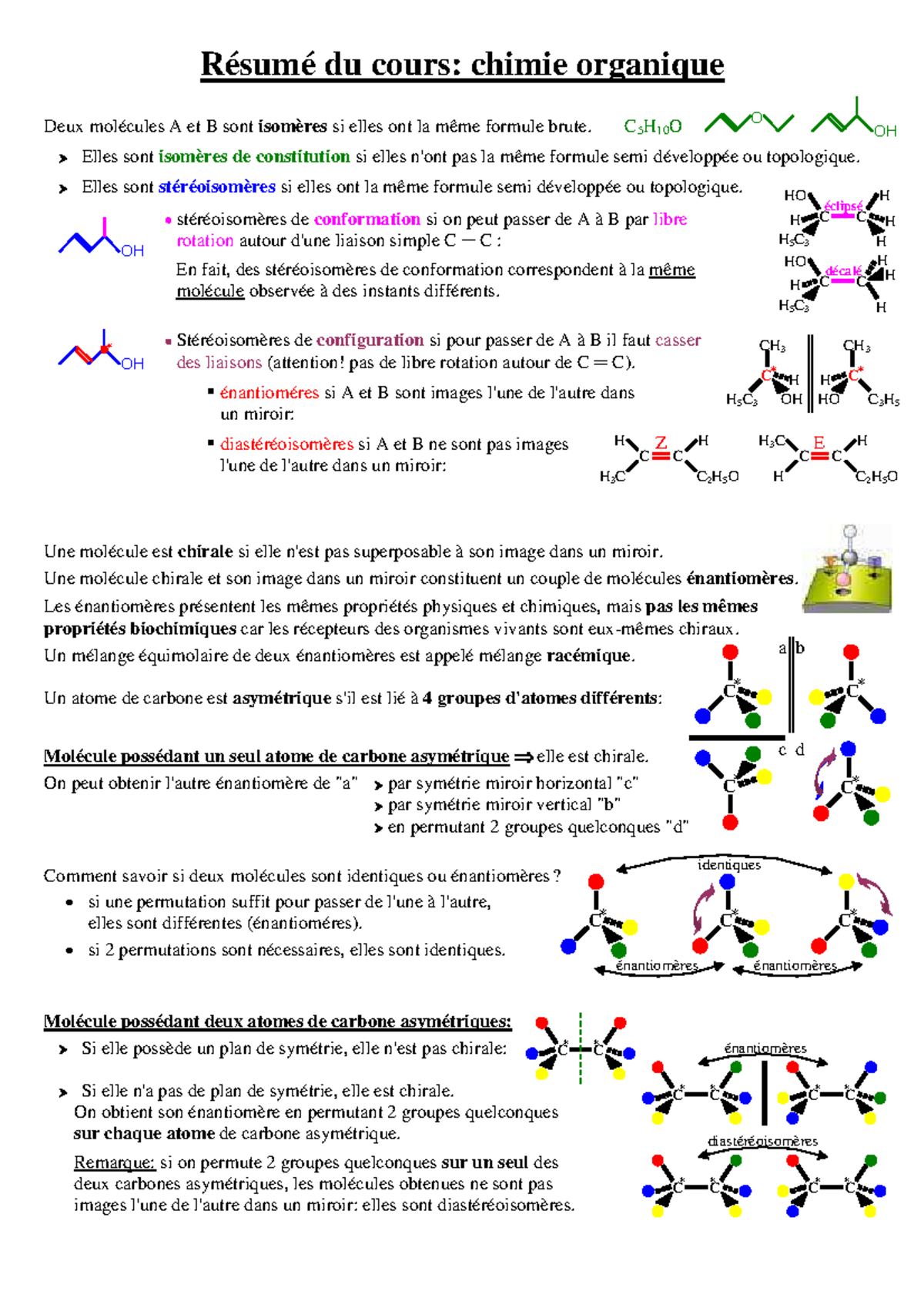 Resume-3-chimie-organique - Résumé du cours: chimie organique Deux ...