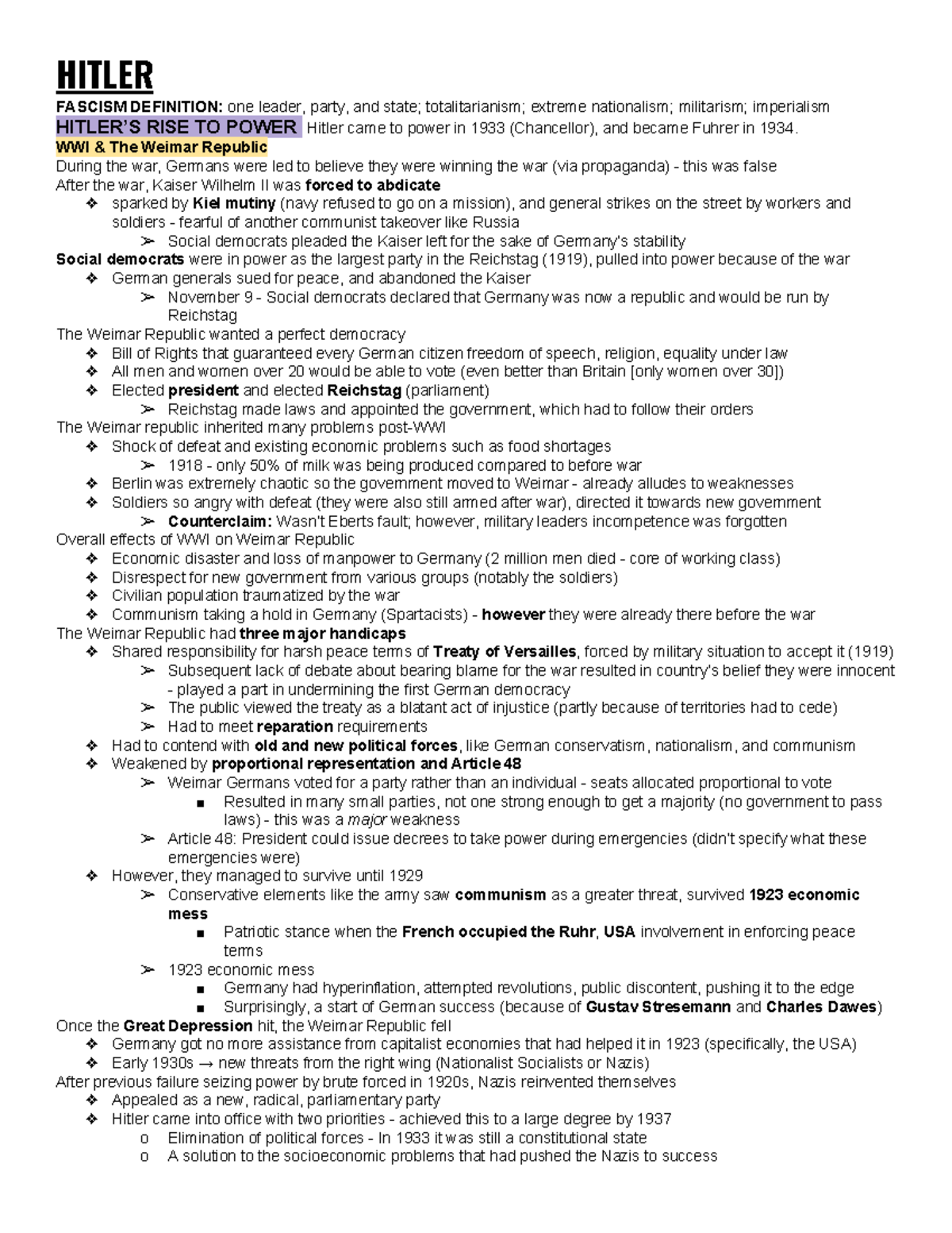 Hitler & Mussolini summary essays - HITLER FASCISM DEFINITION: one ...