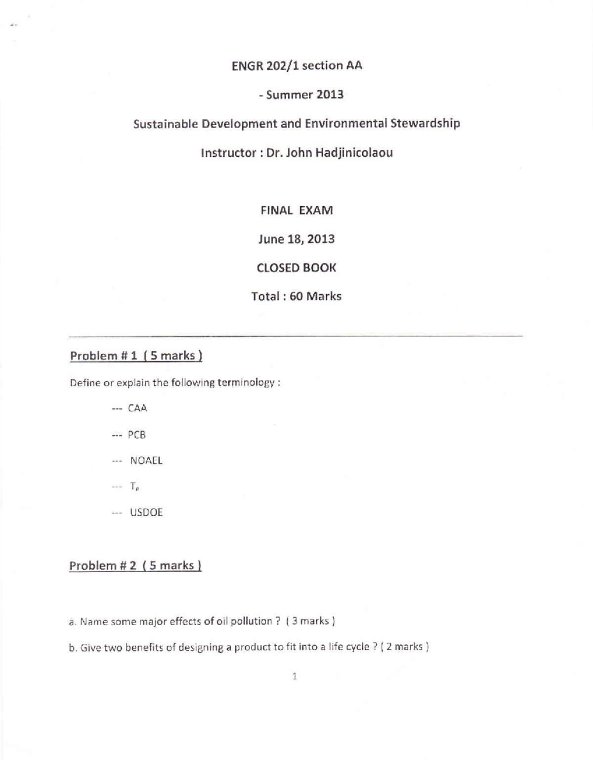 2013 Summer Final - Exam - ENGR 202 - Studocu