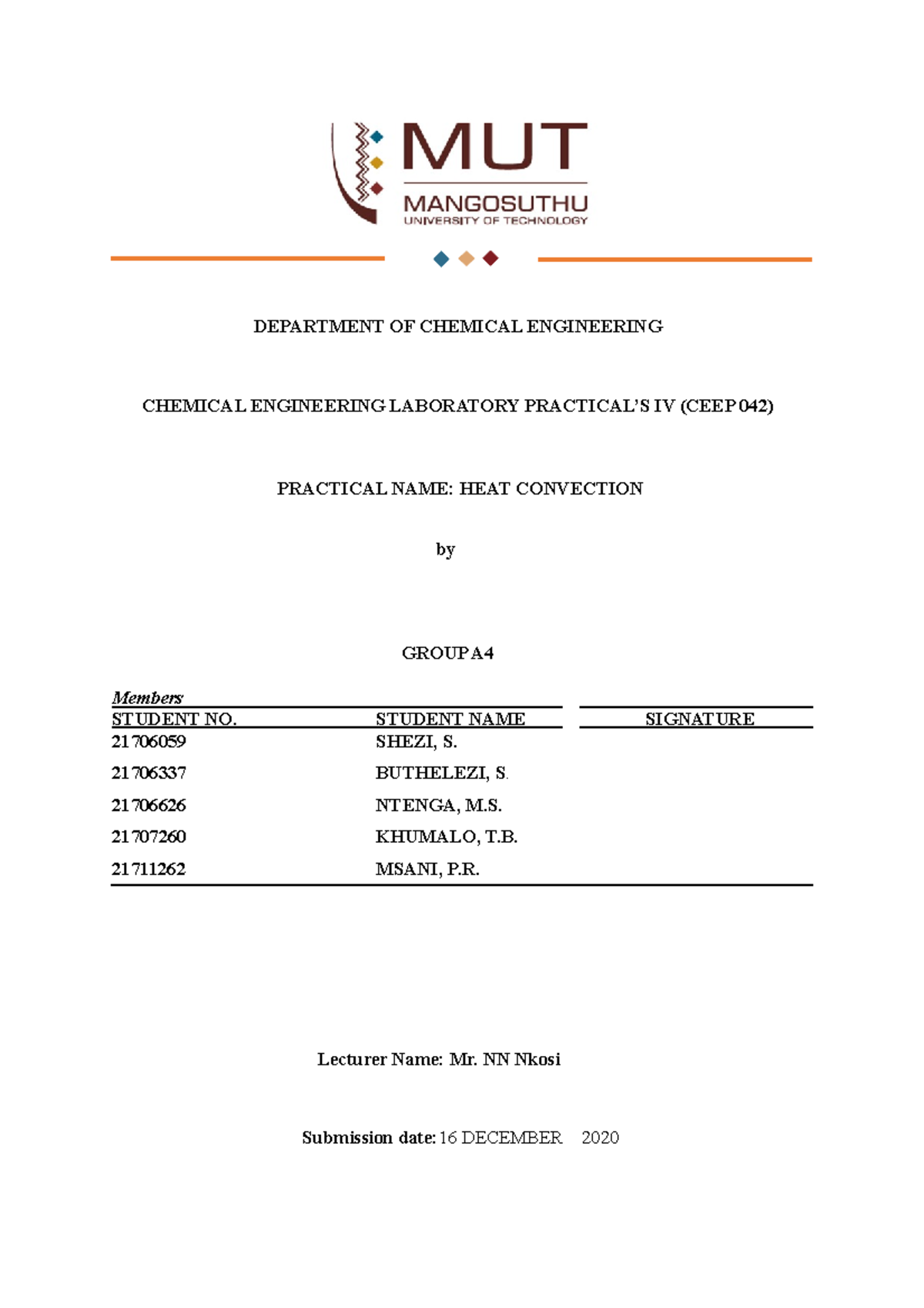 A4 Final Report - DEPARTMENT OF CHEMICAL ENGINEERING CHEMICAL ...