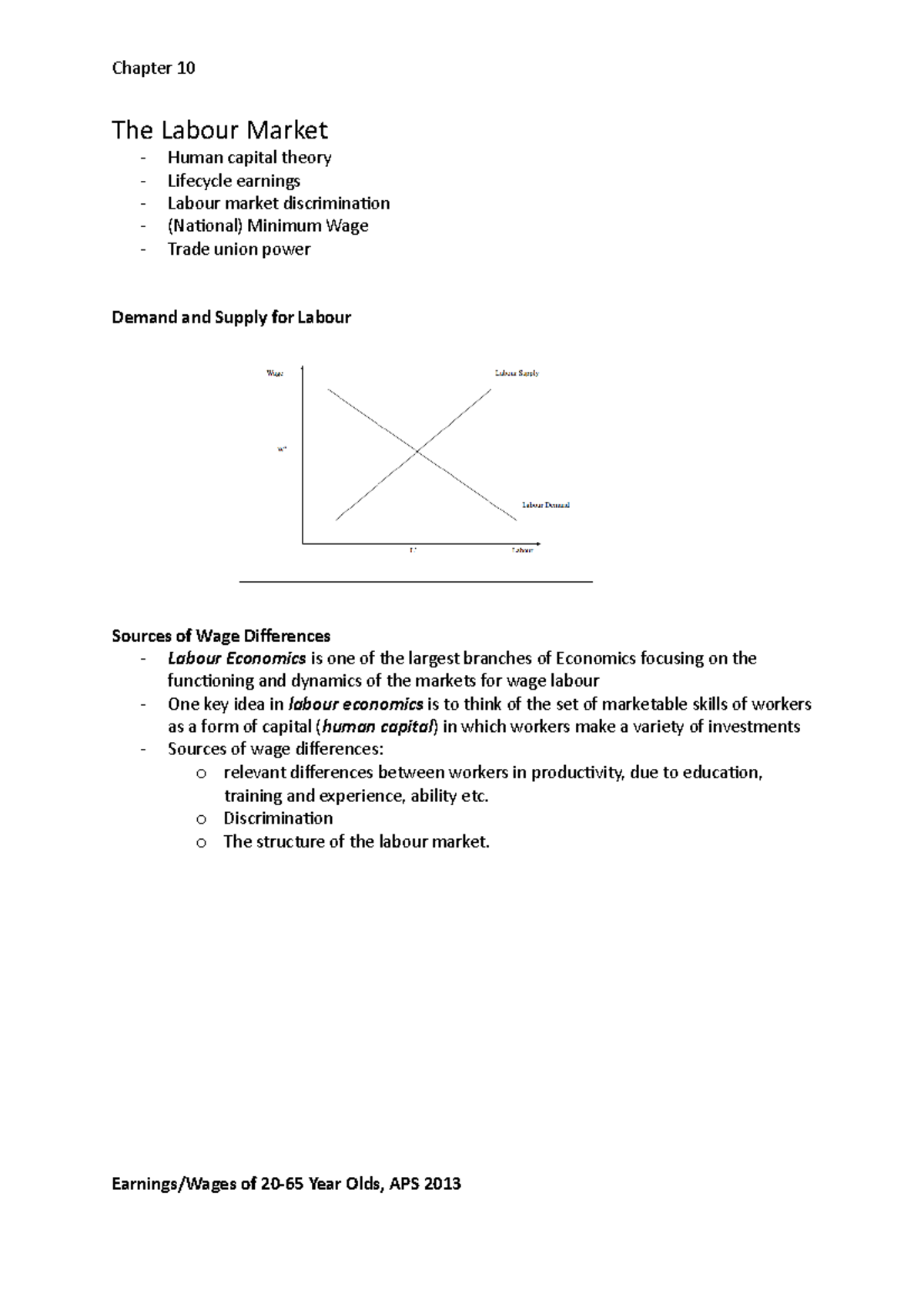 Lecture 10; complete; The Labour Market - Chapter 10 The Labour Market ...