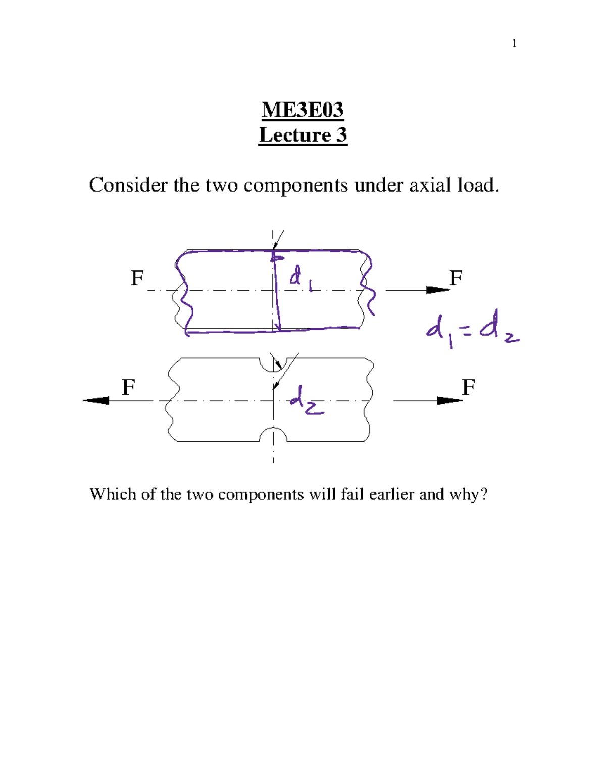 L03 overhead live - notes - ME3E Lecture 3 Consider the two components ...