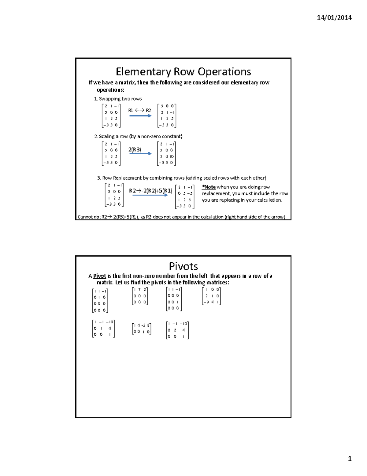 6b - Elementary Row Operations Row Reduced Echelon Form - Elementary ...