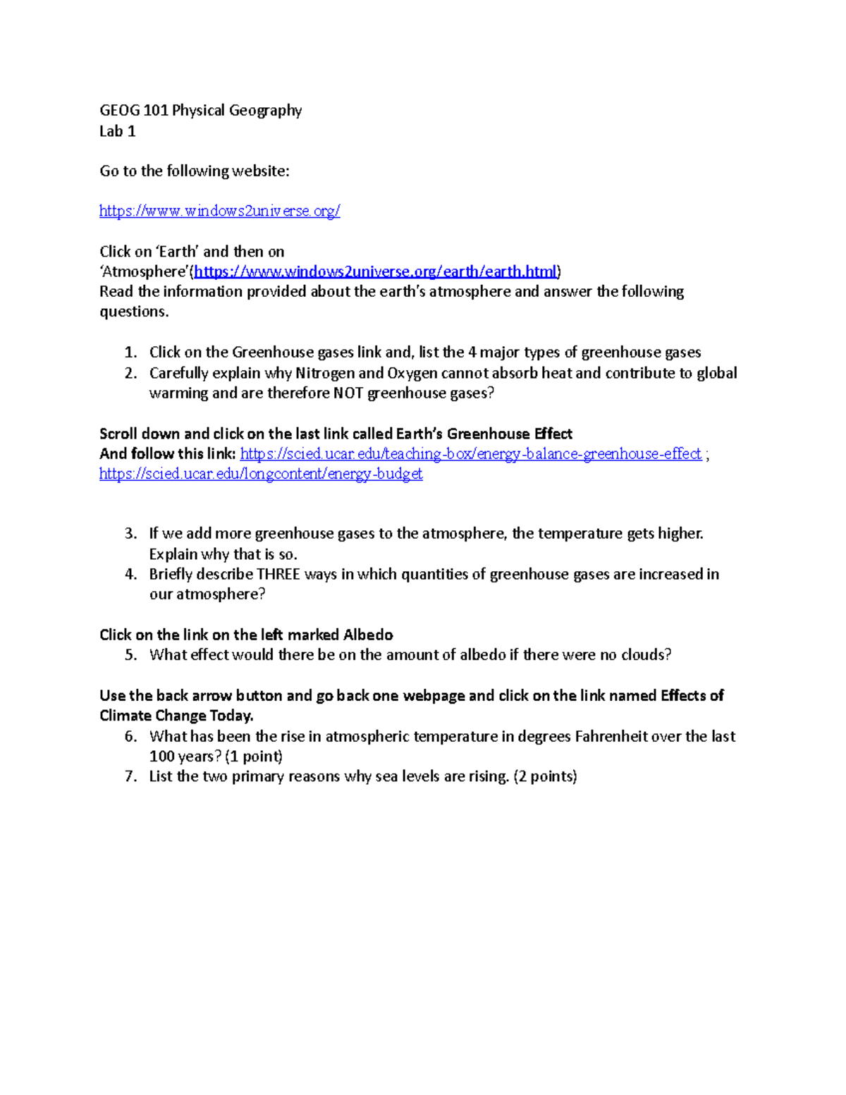 Lab1 atmosphere - Lab assignment for geology, website included - GEOG ...