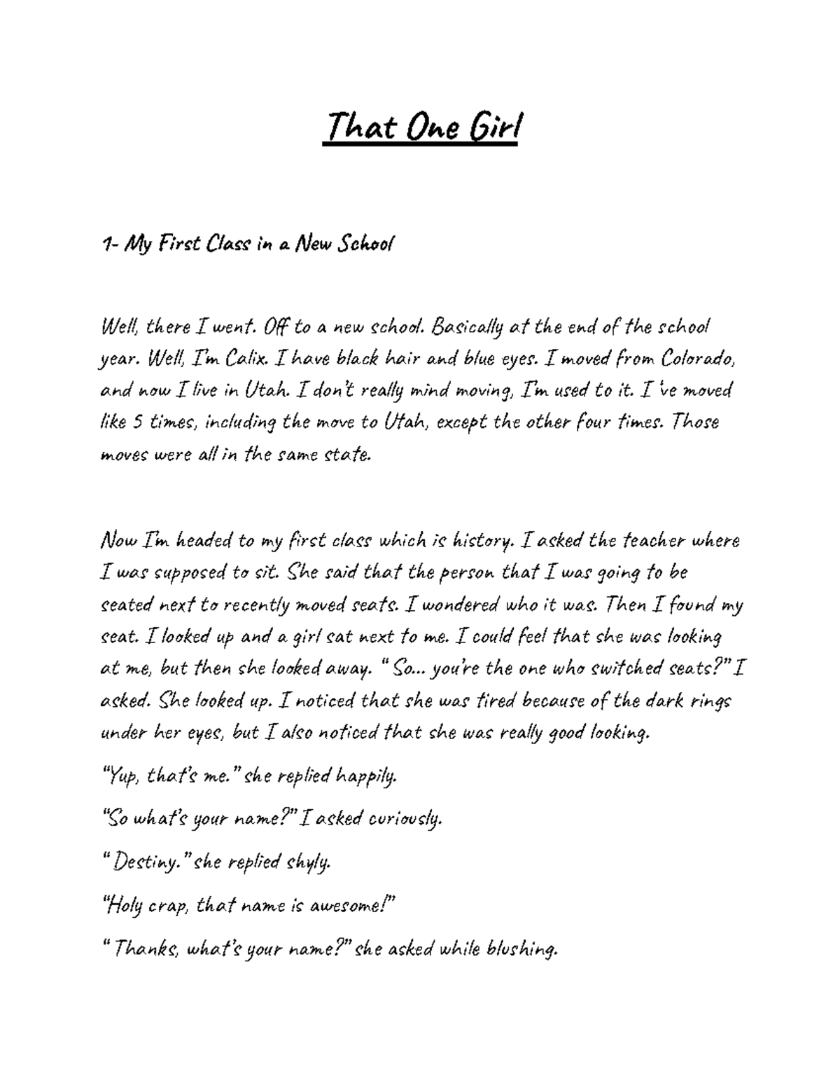 That One Girl - Book - Tha O Gr 1- My it as Ne c Wel, te I w. Off to ...