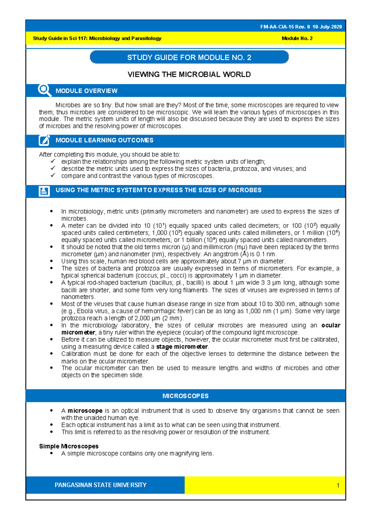 Study- Guide-2-Viewing the Microbial World - MICROSCOPES Study Guide in ...