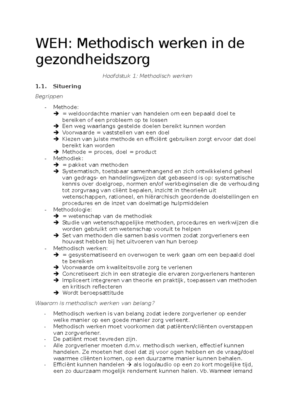 WEH Methodisch werken in de gezondheidszorg HS2 - WEH: Methodisch ...