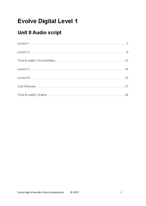 Evolve Digital Level 1 Students Course Unit 7 Audio script - Unit 7 Audio script Evolve Digital ...